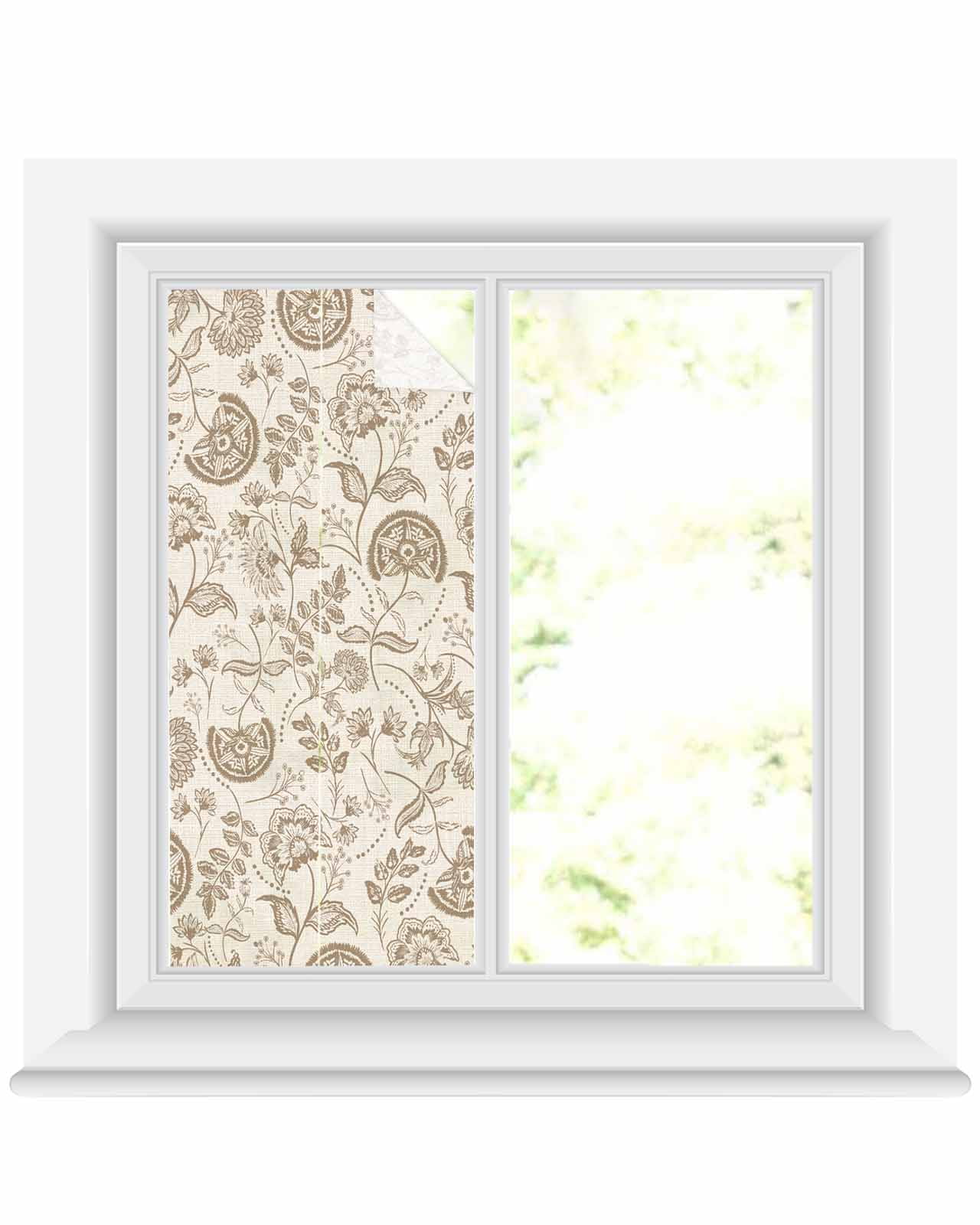 Window Privacy Film Vintage Spring Floral Stained Glass Window Film ...