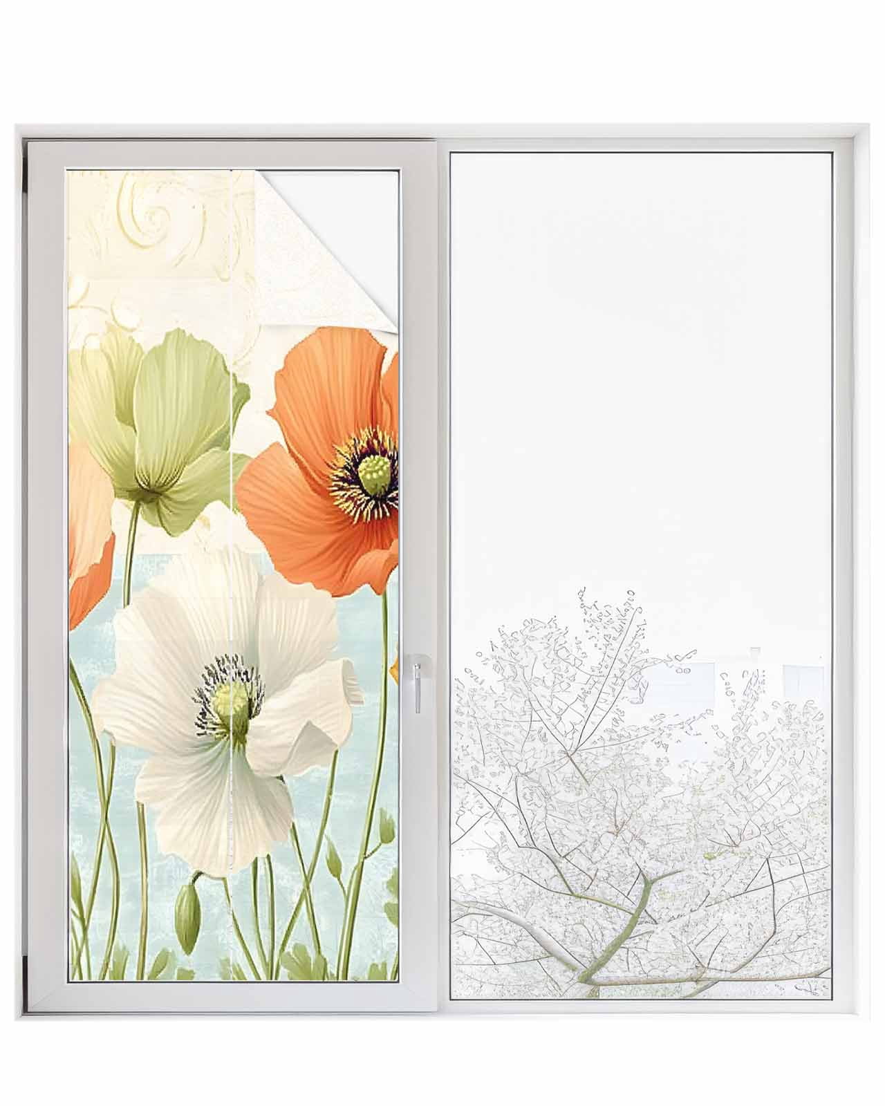 Window Privacy Film Vintage Spring Floral Stained Glass Window Film ...