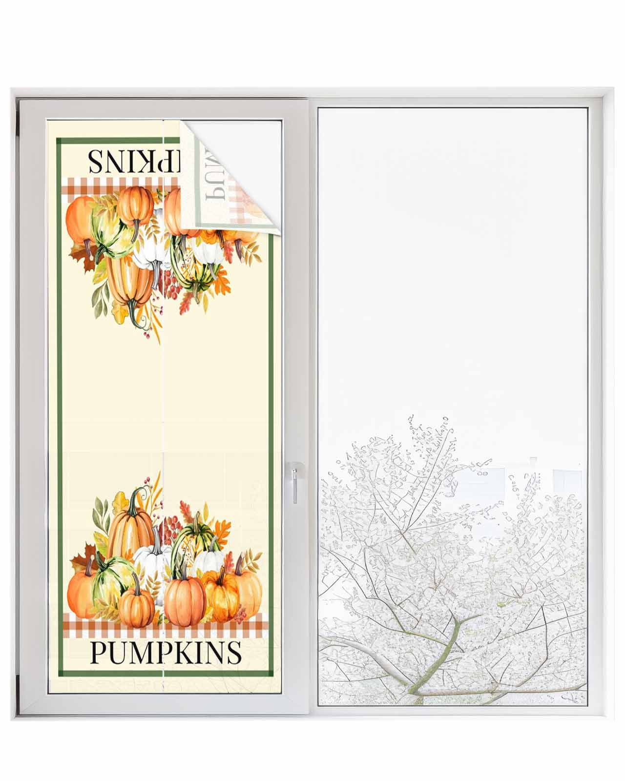 Window Privacy Film Vintage Thanksgiving Stained Glass Window Film ...