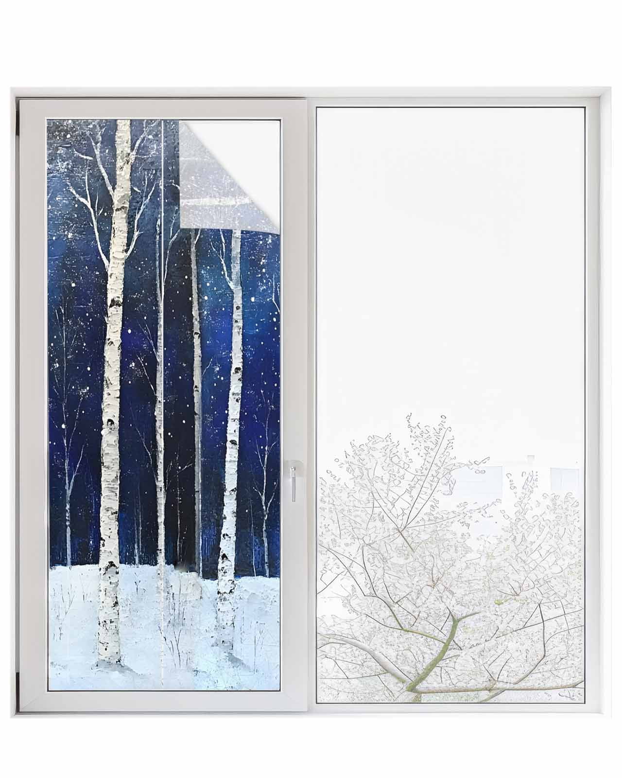 Window Privacy Film Vintage Trees Stained Glass Window Film Decorative ...