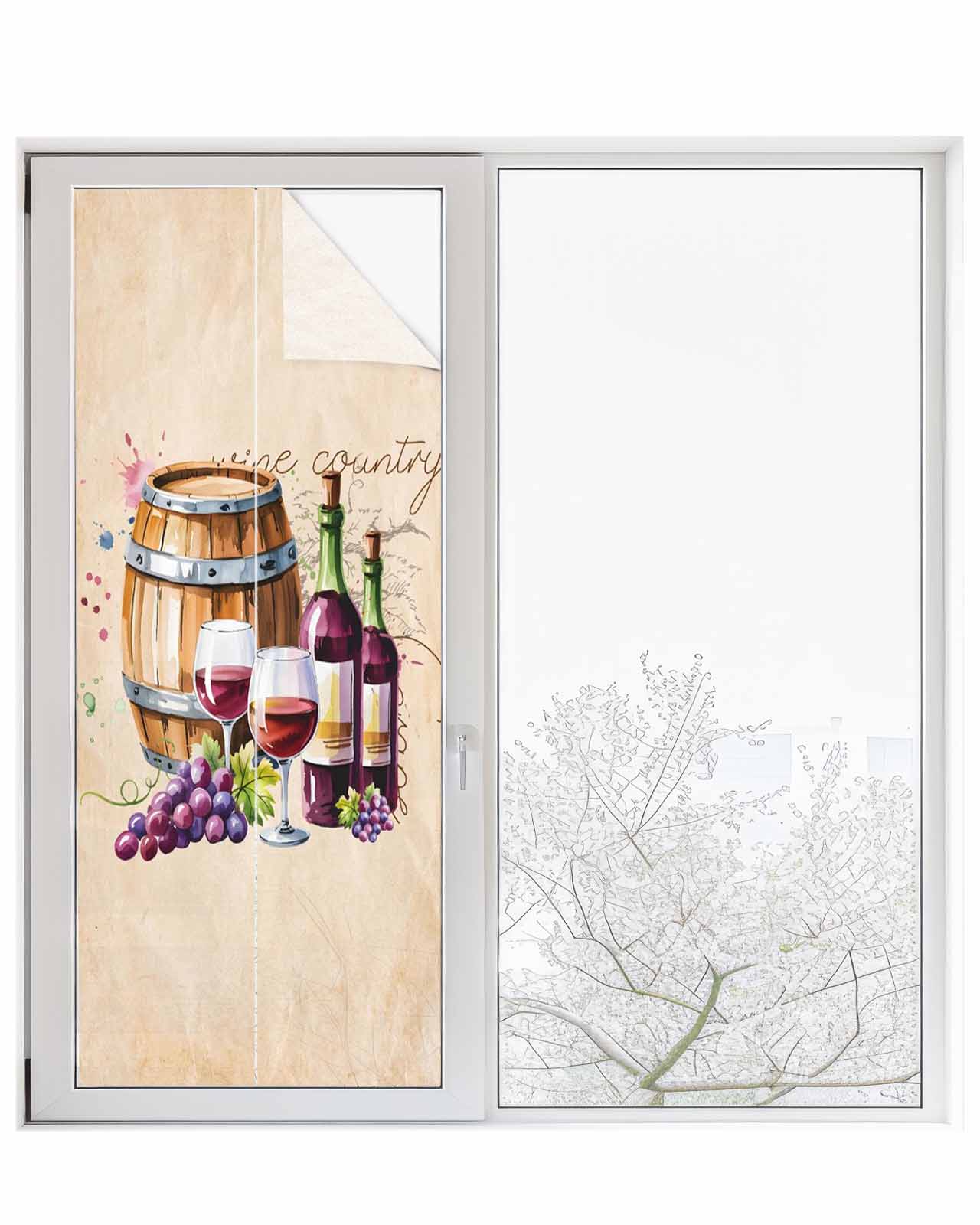 Window Privacy Film Vintage Watercolor Wine Stained Glass Window Film ...