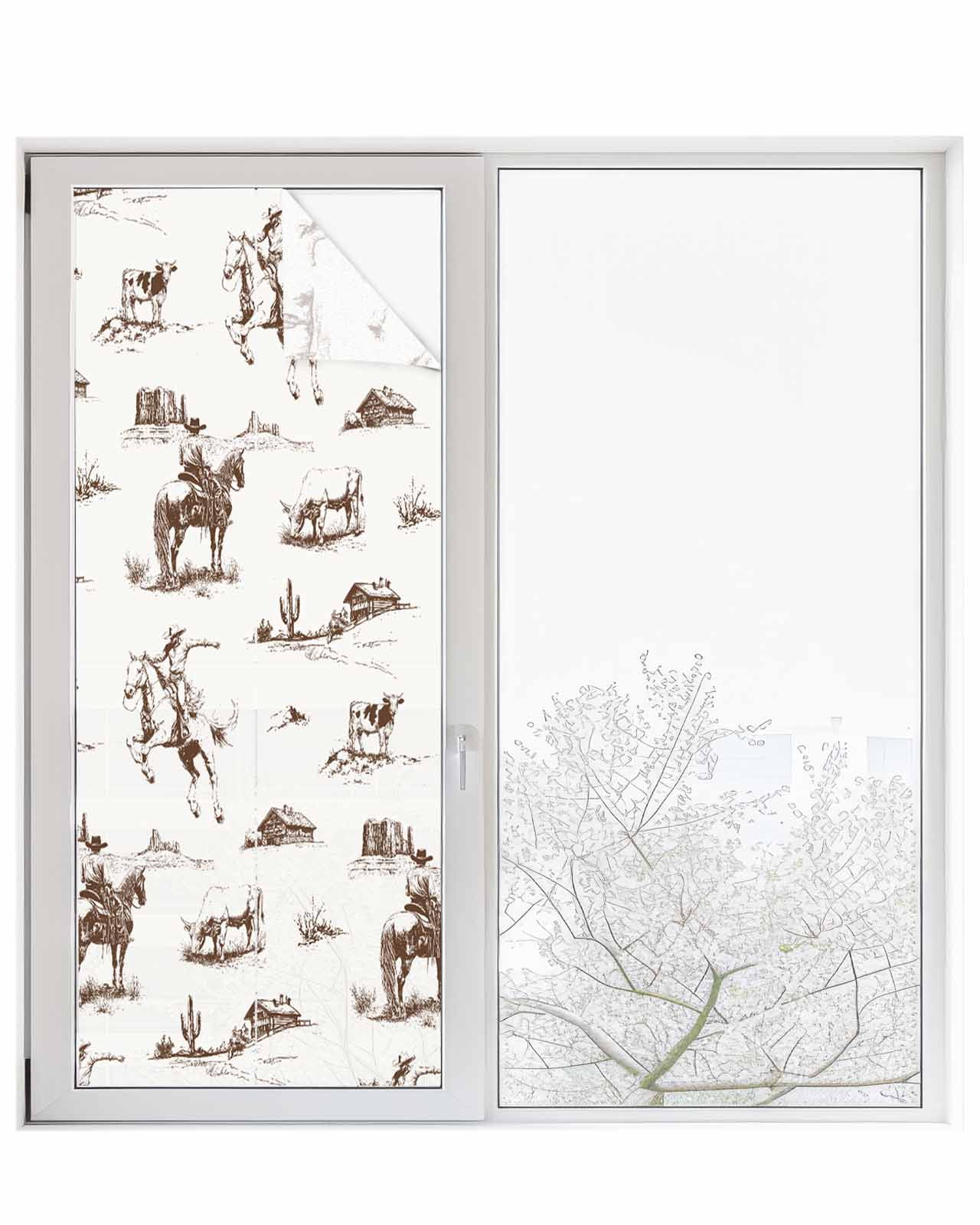 Window Privacy Film Vintage Western Stained Glass Window Film ...