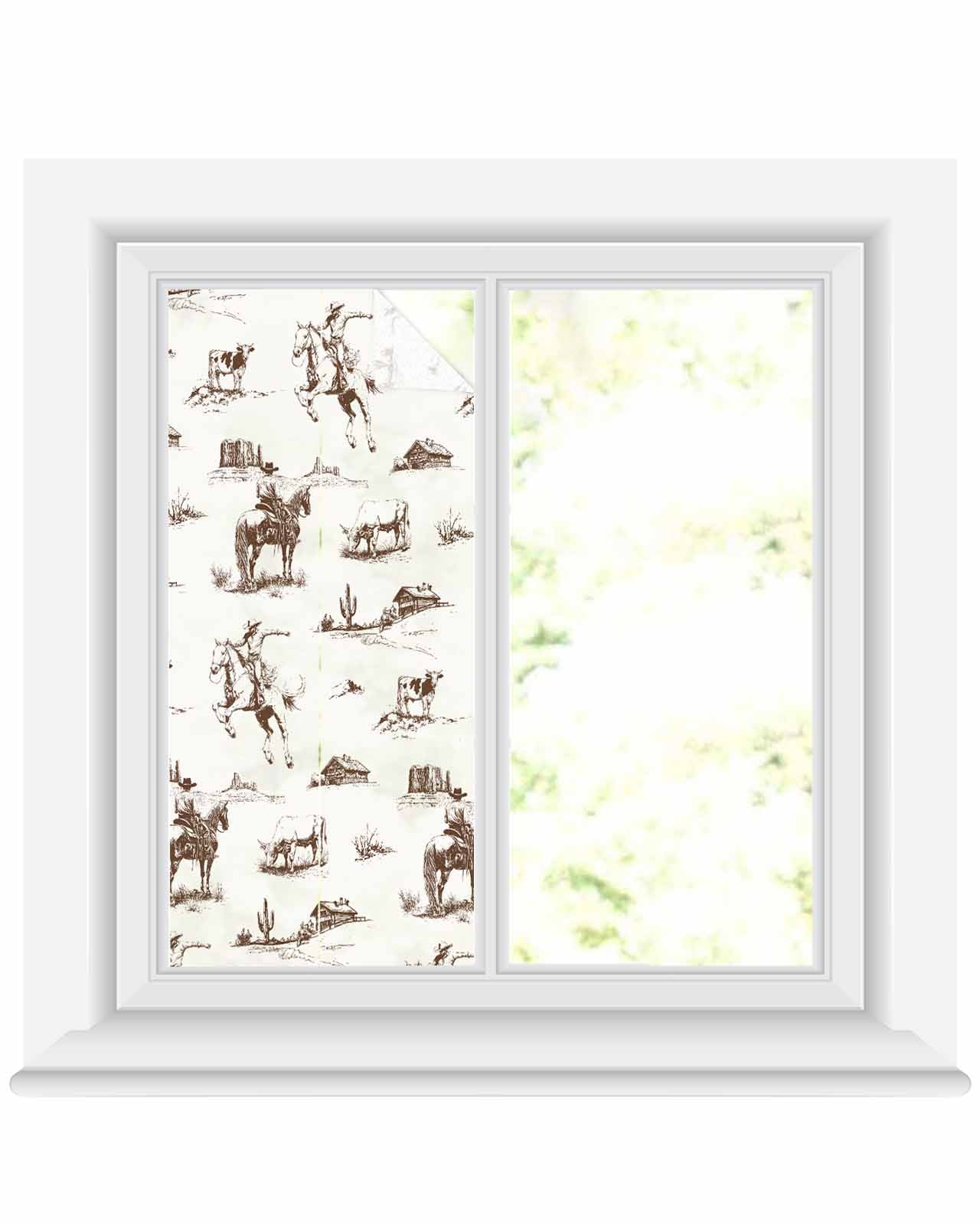 Window Privacy Film Vintage Western Stained Glass Window Film ...