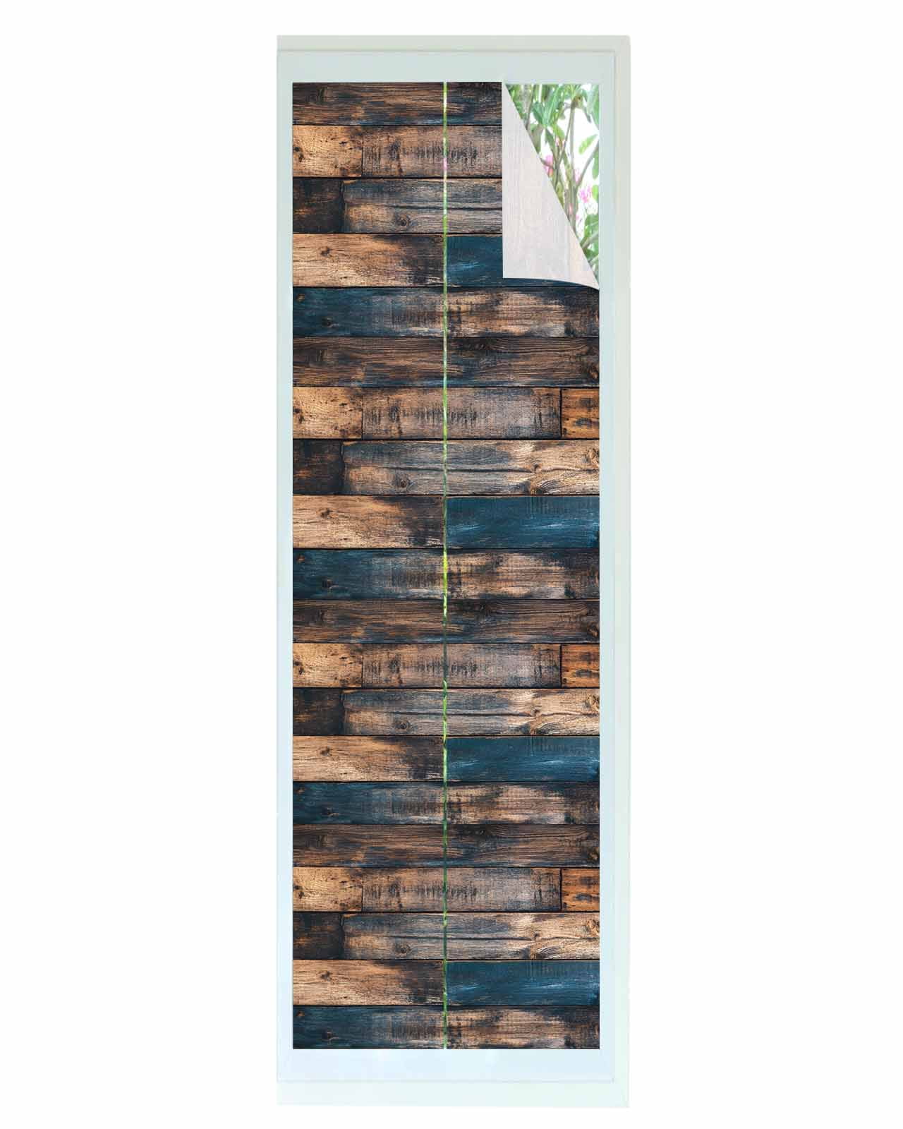 Window Privacy Film Vintage Wooden Stained Glass Window Film Decorative ...