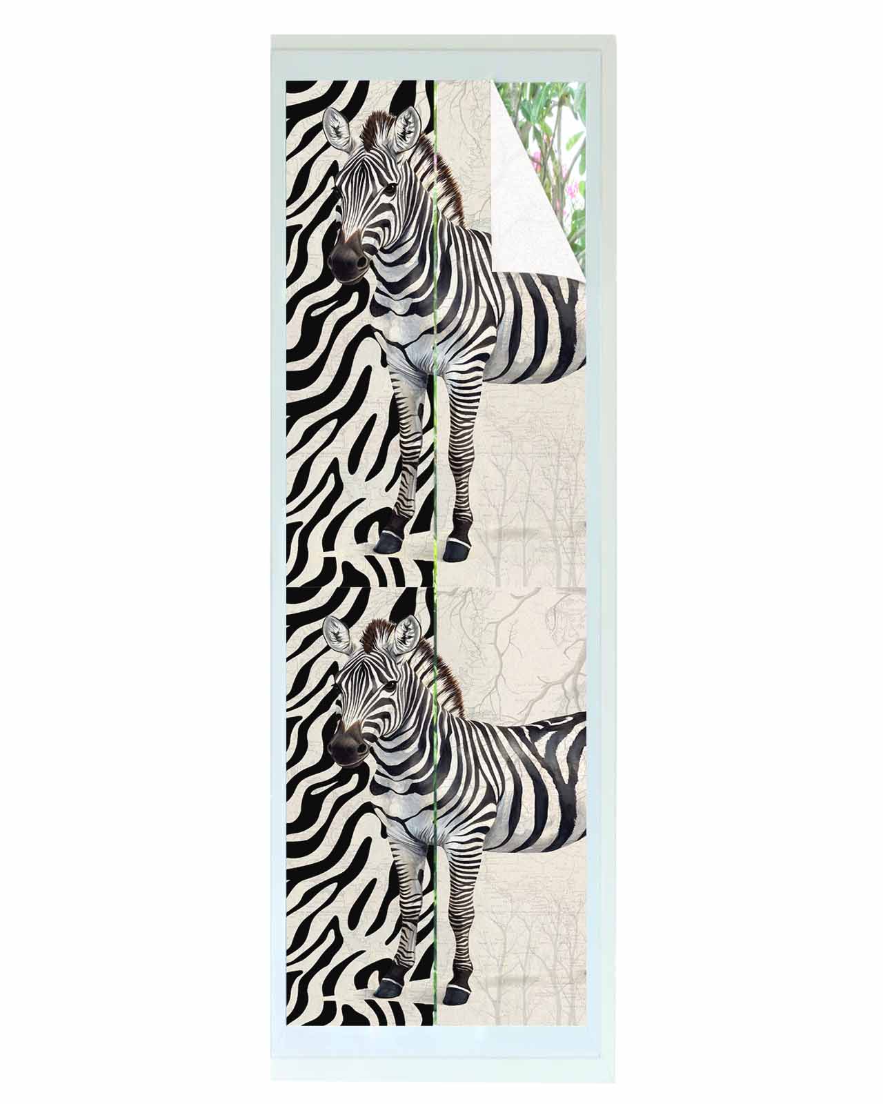 Window Privacy Film Vintage Zebra Stained Glass Window Film Decorative ...