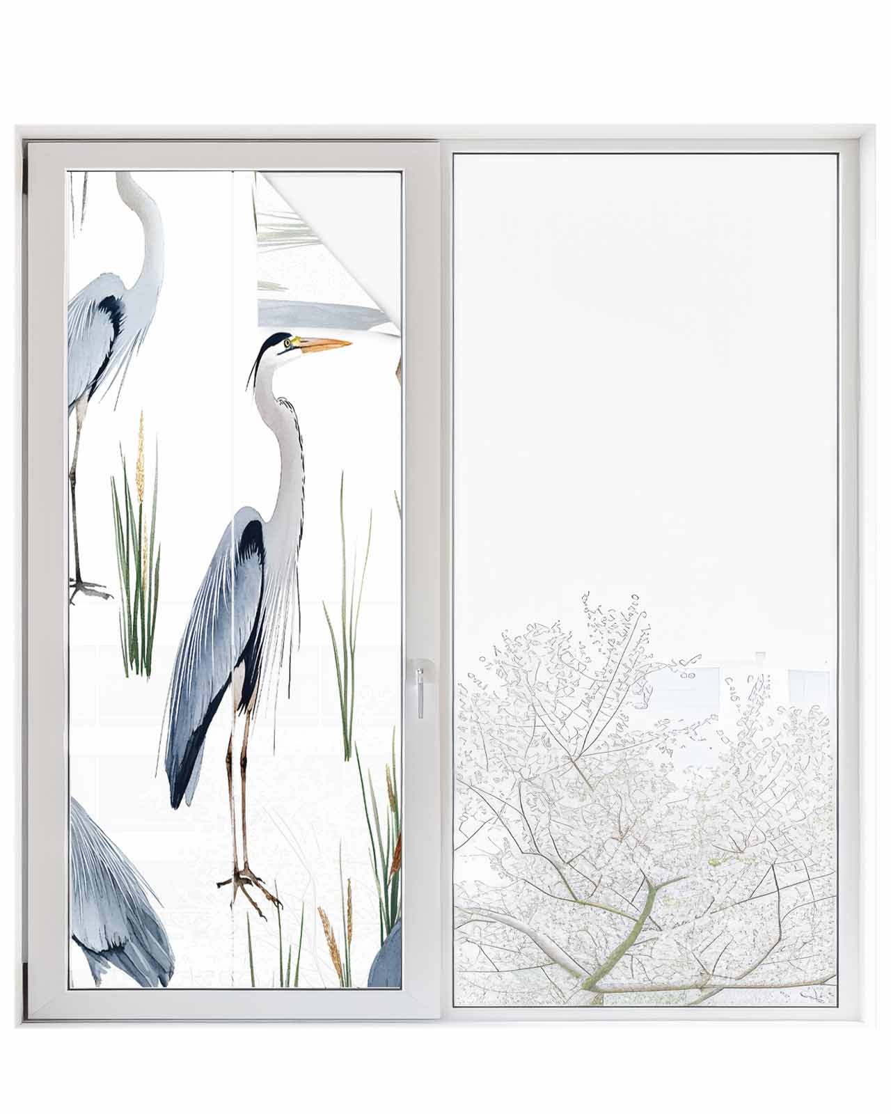 Window Privacy Film Watercolor Birds Stained Glass Window Film ...