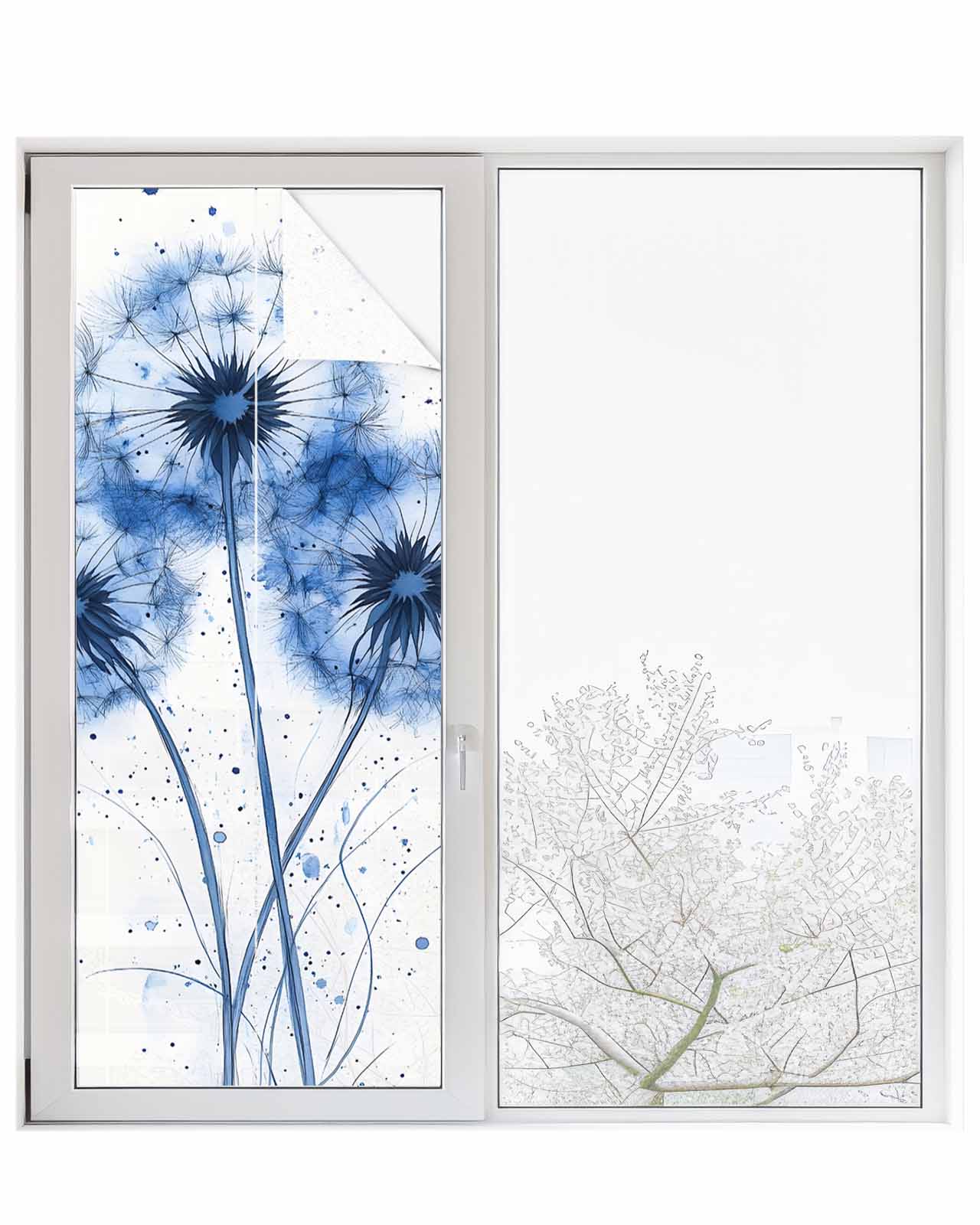 Window Privacy Film Watercolor Dandelion Stained Glass Window Film ...