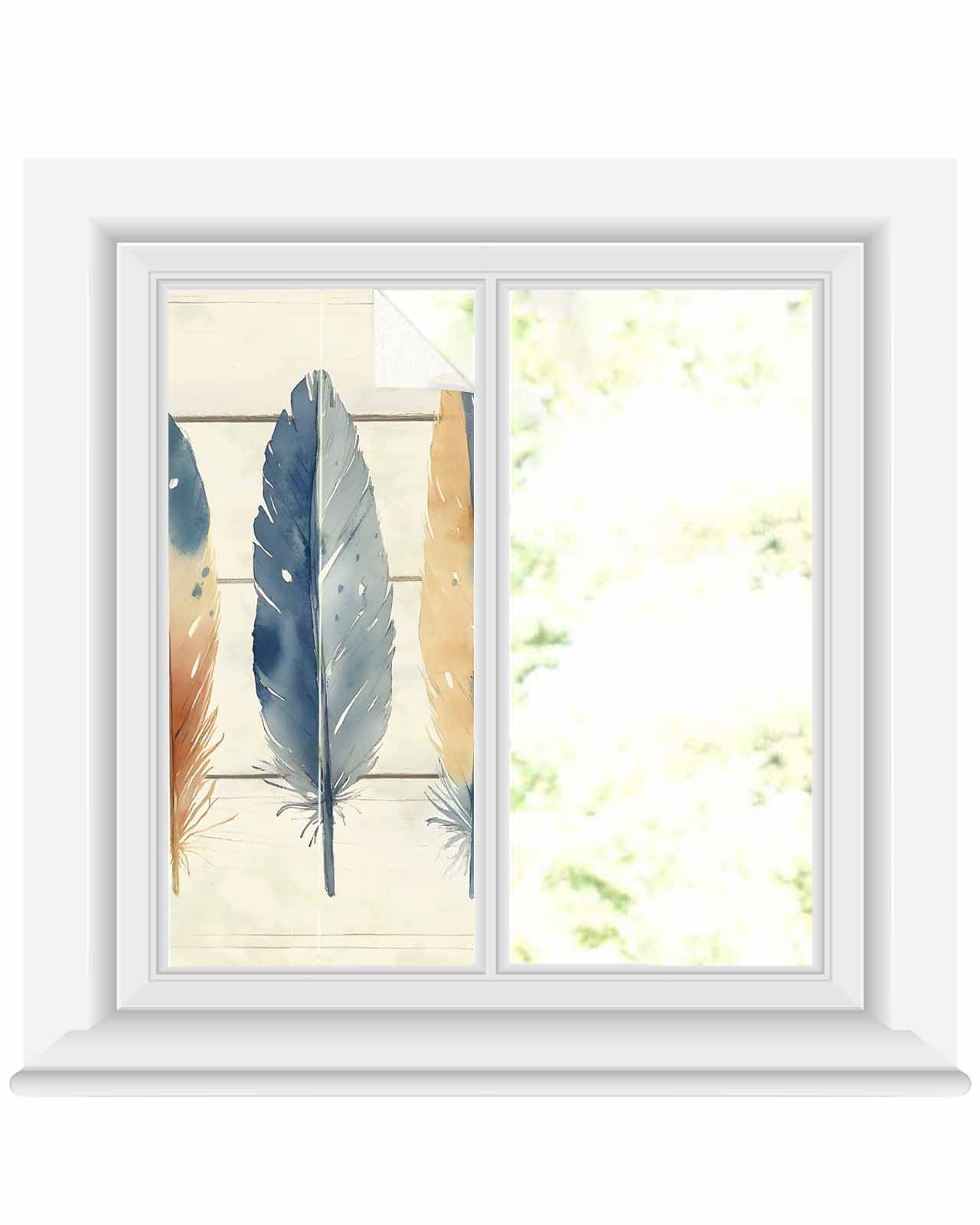 Window Privacy Film Watercolor Feather Stained Glass Window Film ...