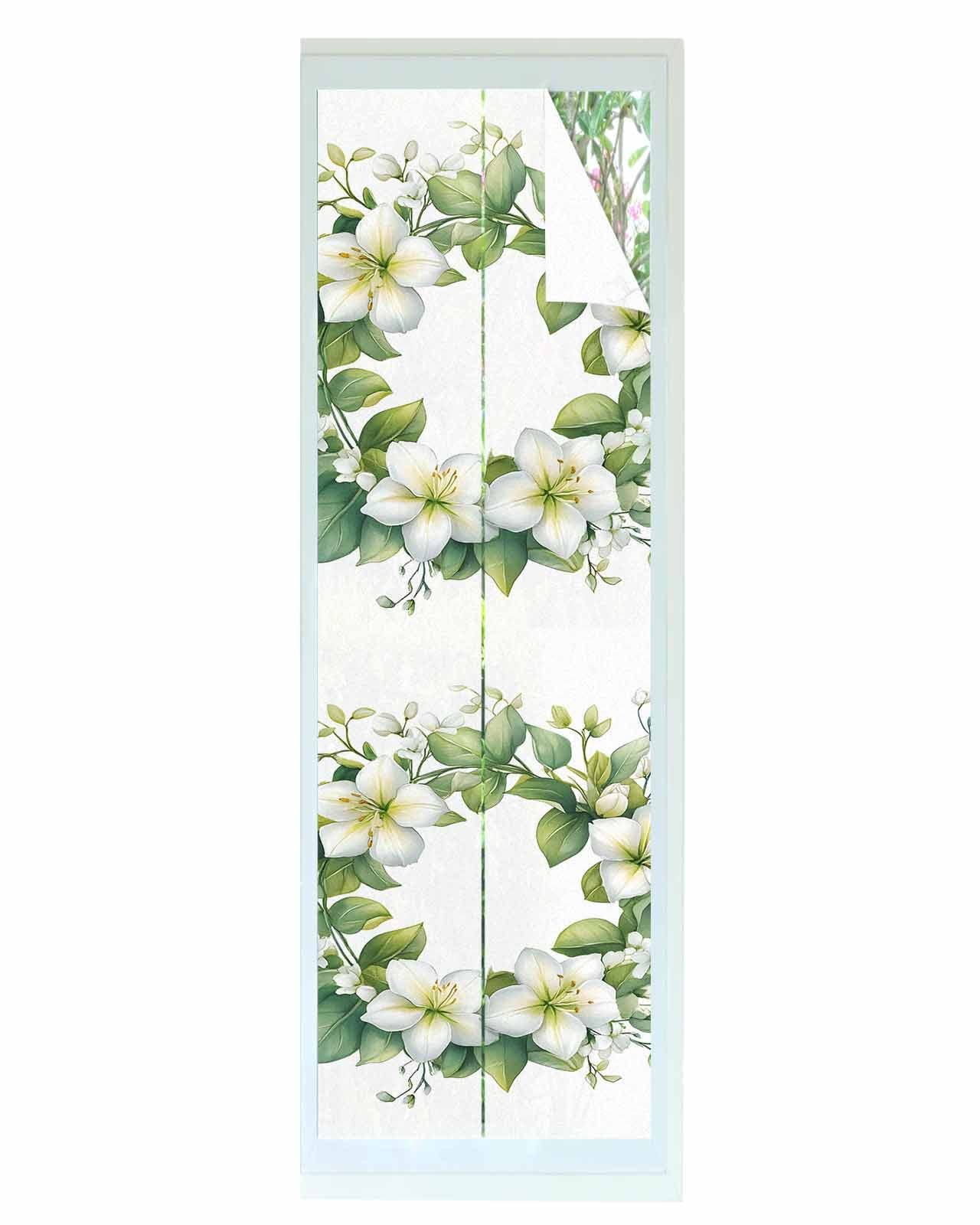 Window Privacy Film Watercolor Floral Wreath Stained Glass Window Film ...