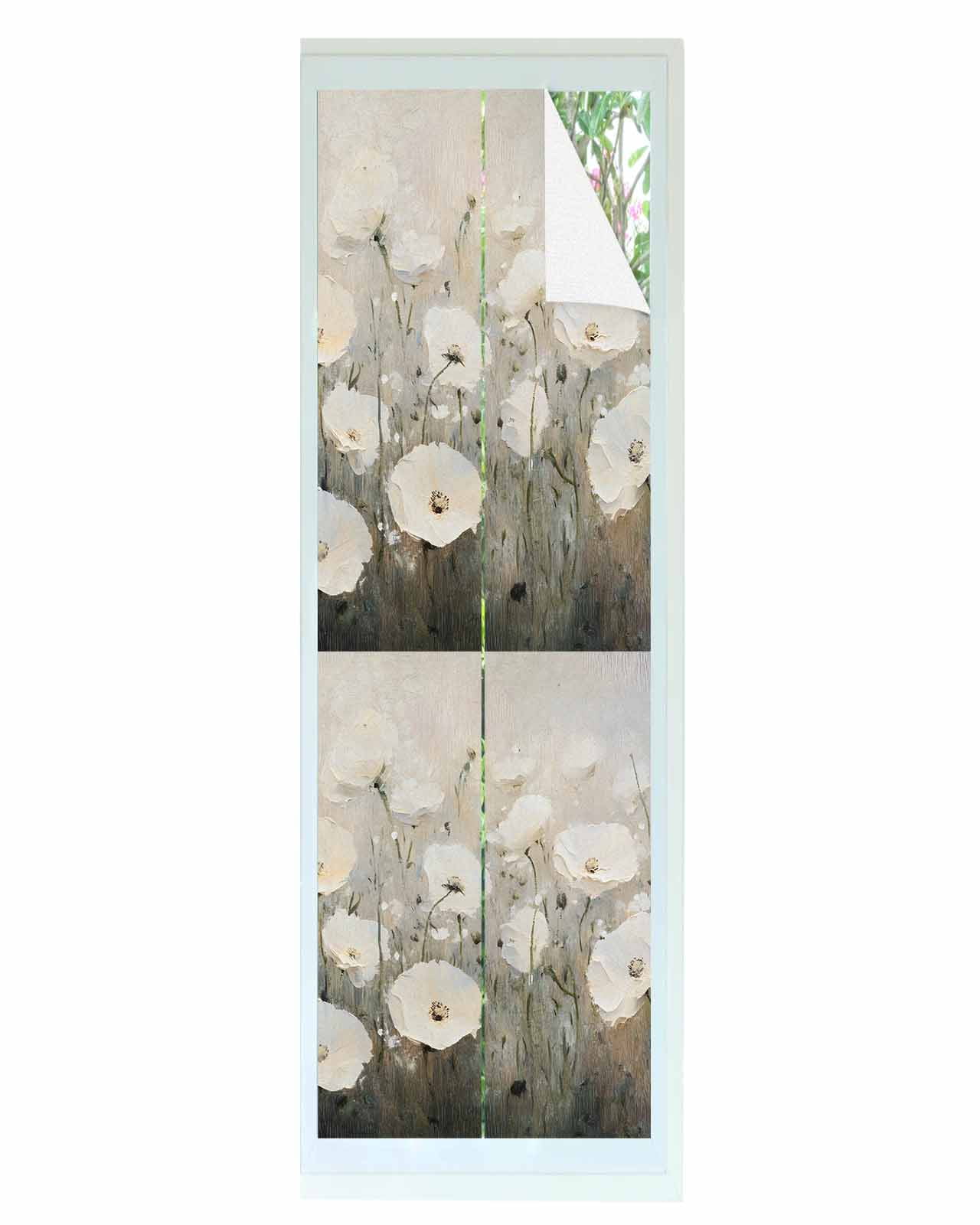 Window Privacy Film Watercolor Flowers Stained Glass Window Film ...