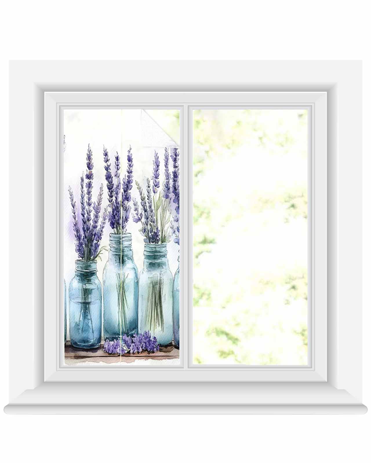 Window Privacy Film Watercolor Flowers Stained Glass Window Film ...