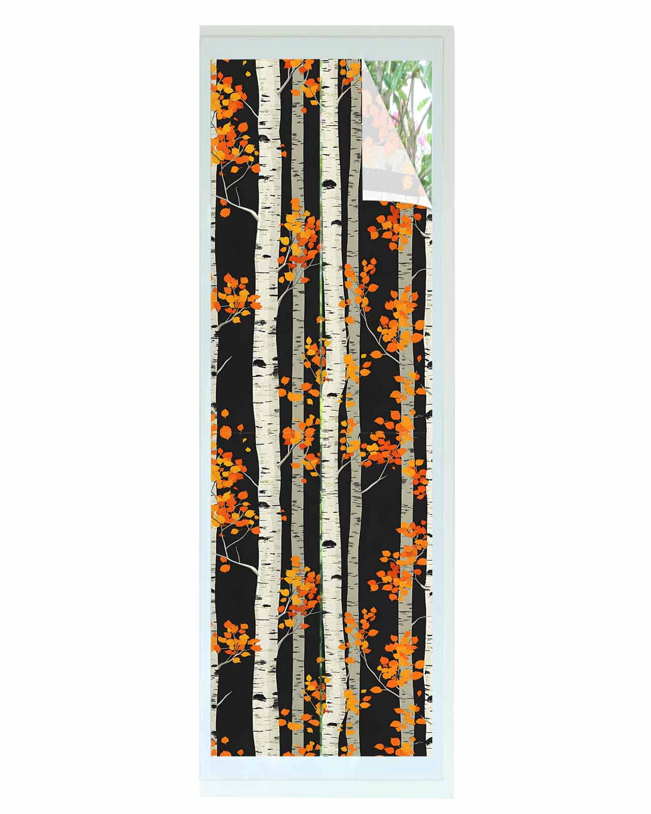 Window Privacy Film Watercolor Forest Orange Leaves Stained Glass ...