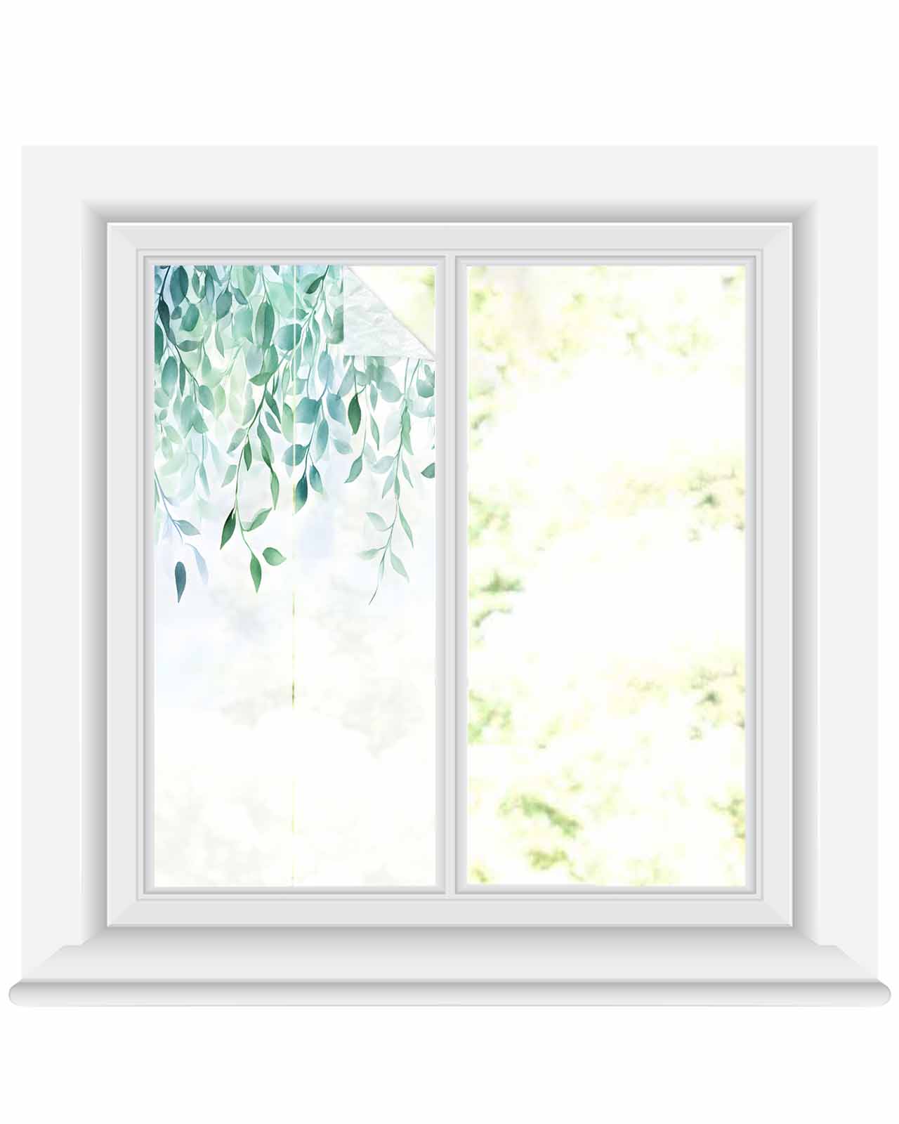 Window Privacy Film Watercolor Leaves Stained Glass Window Film ...