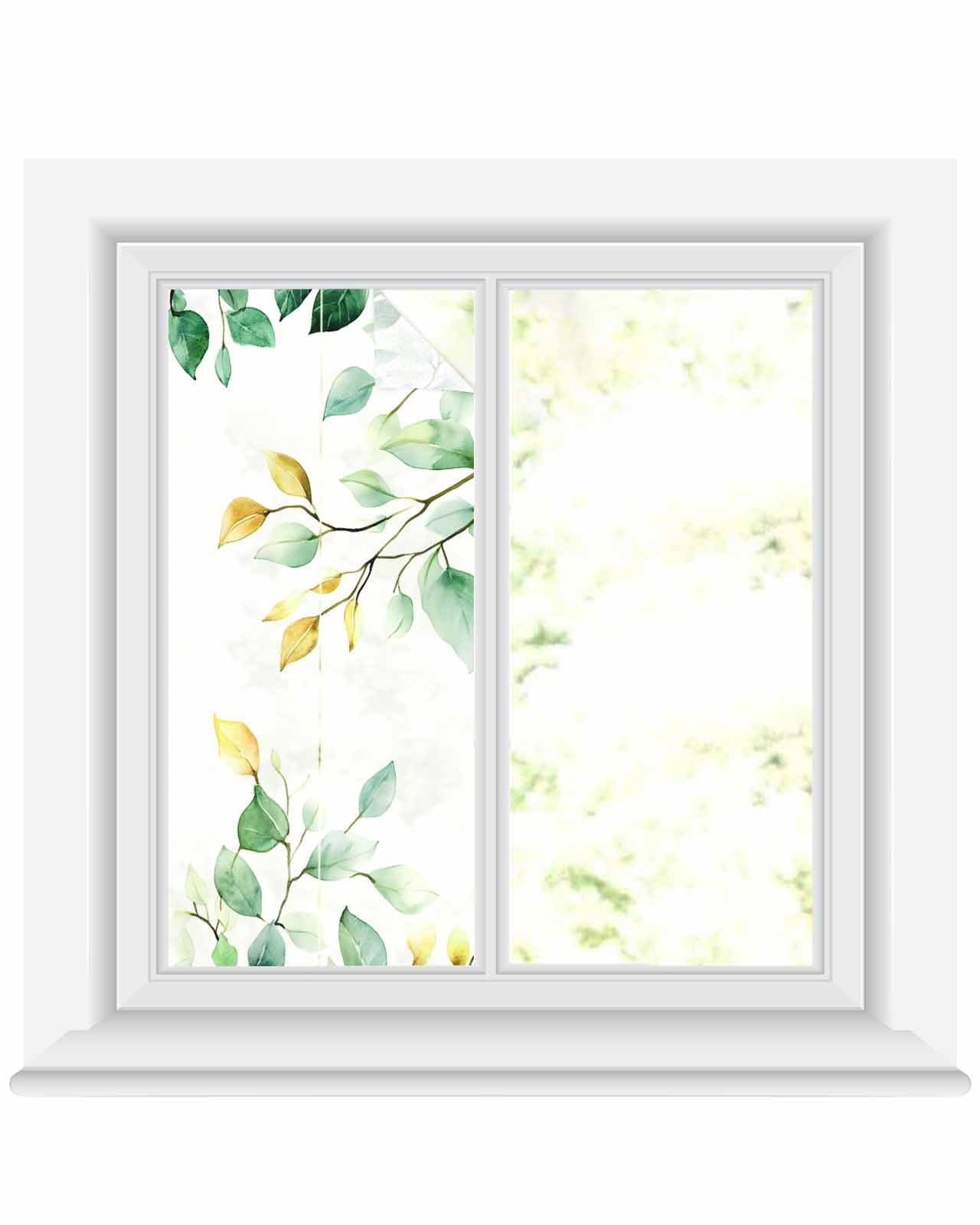 Window Privacy Film Watercolor Leaves Stained Glass Window Film ...
