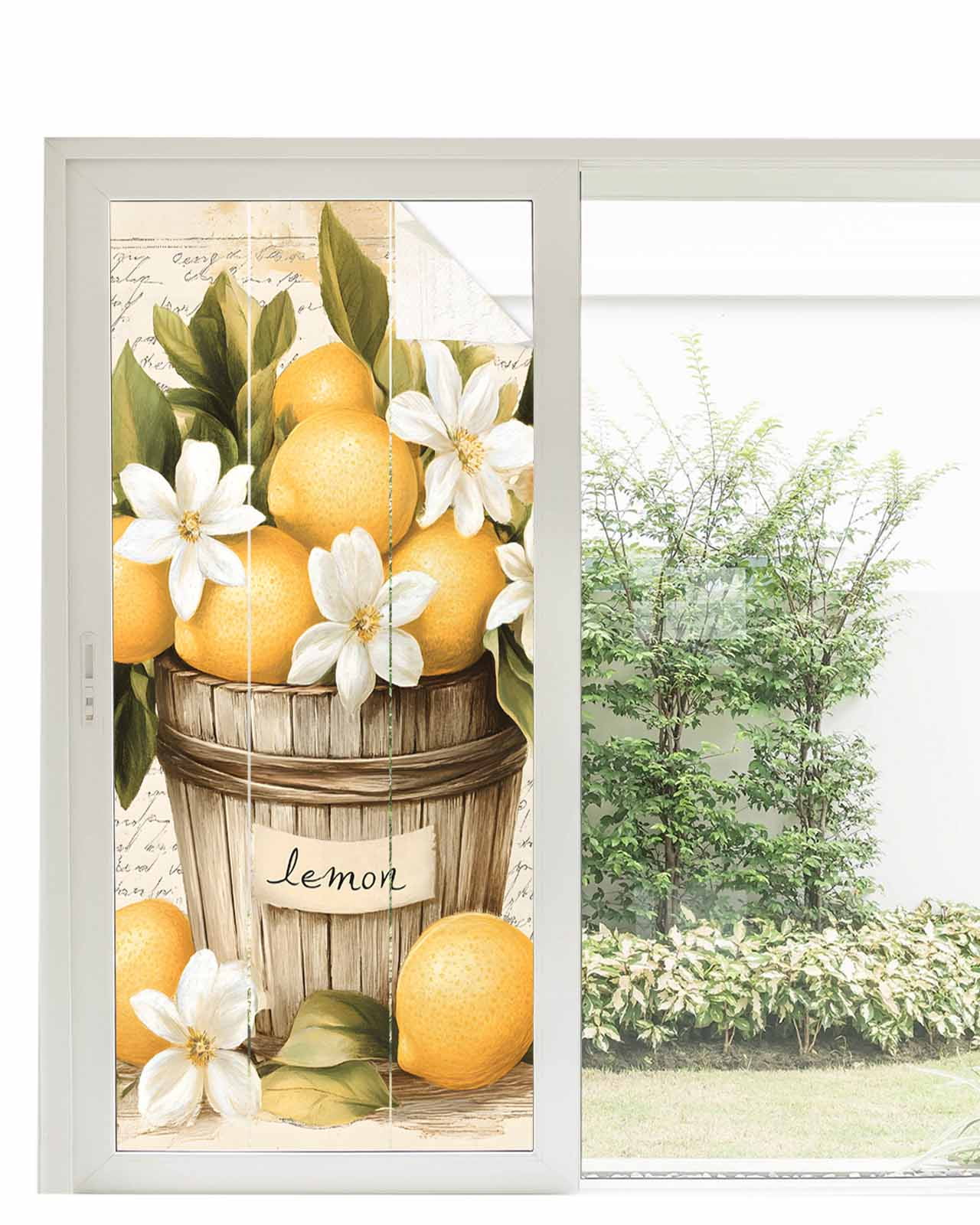 Window Privacy Film Watercolor Lemon Stained Glass Window Film ...