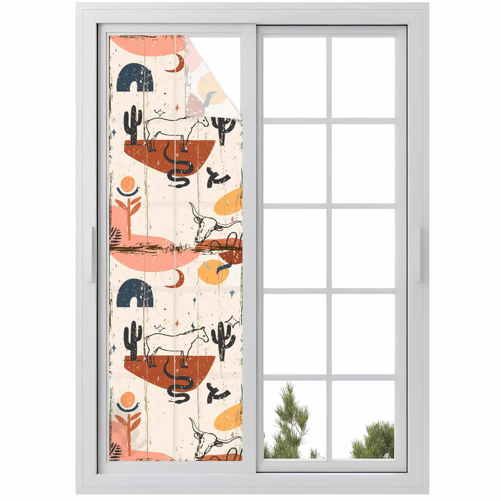 Window Privacy Film Western Boho Stained Glass Window Film Decorative ...