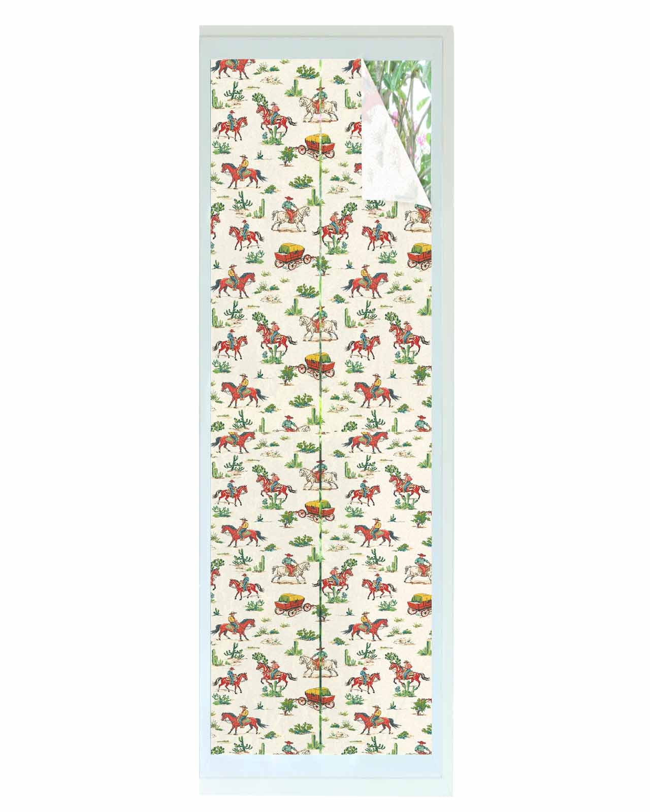 Window Privacy Film Western Cowboy Stained Glass Window Film Decorative ...