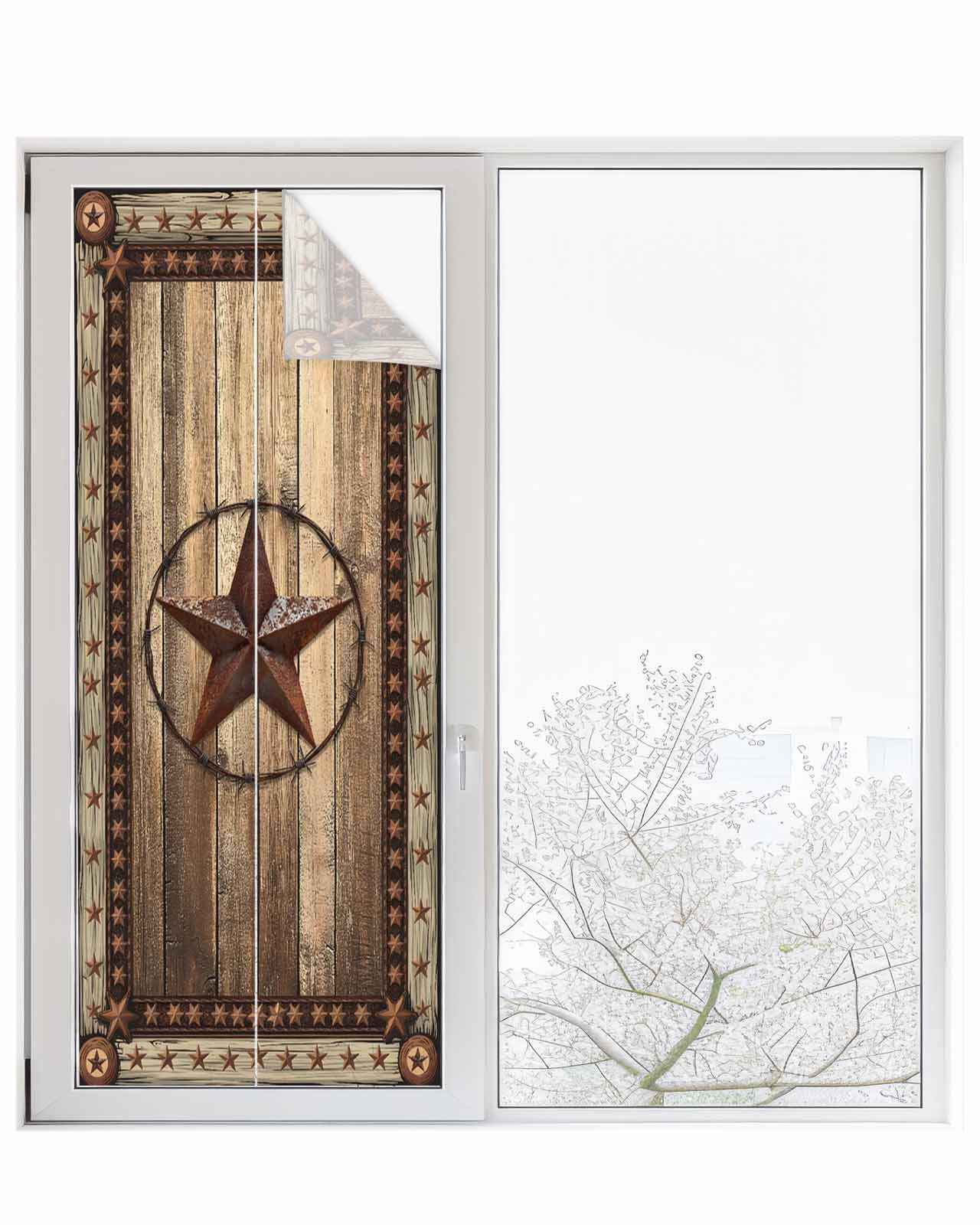 Window Privacy Film Western Farmhouse Stained Glass Window Film ...