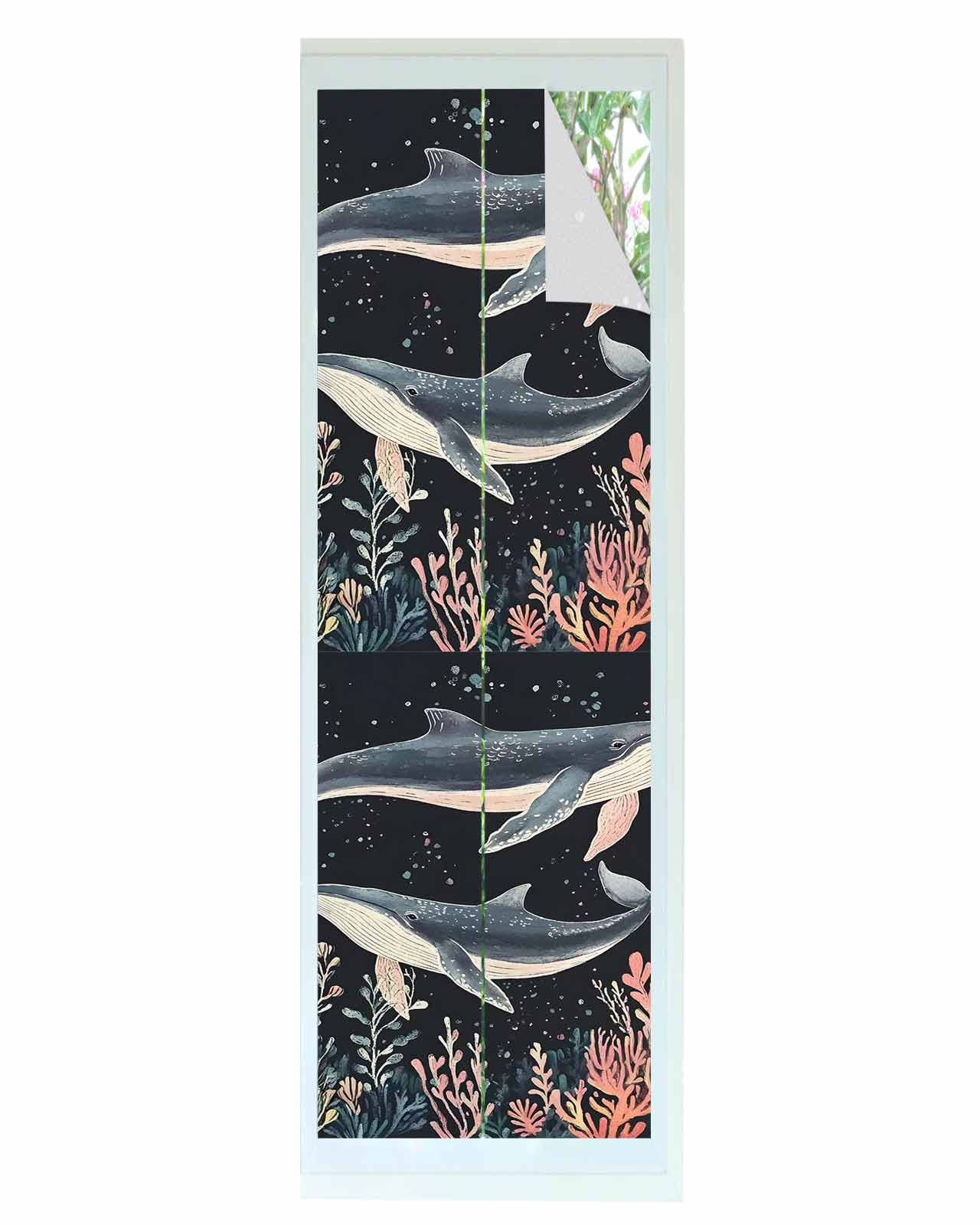 Window Privacy Film Whale Coastal Stained Glass Window Film Decorative ...