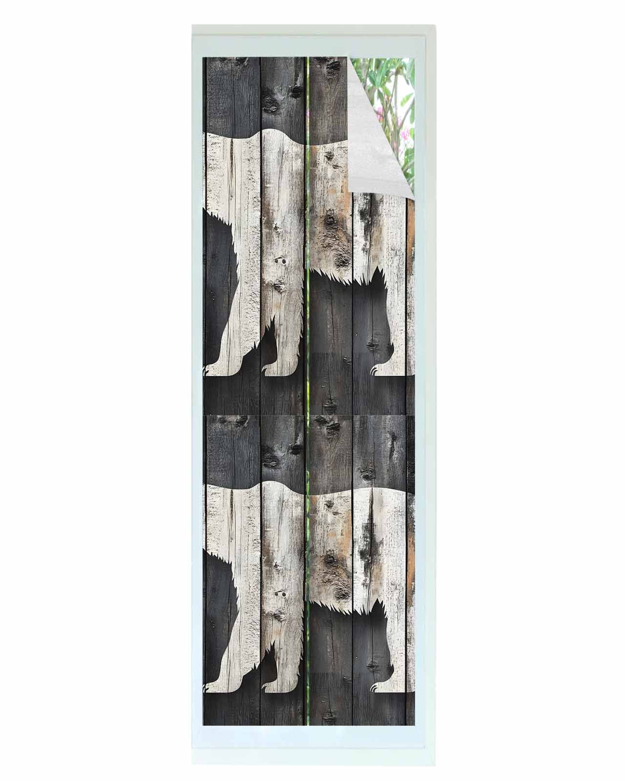 Window Privacy Film White Brown Bear Stained Glass Window Film ...