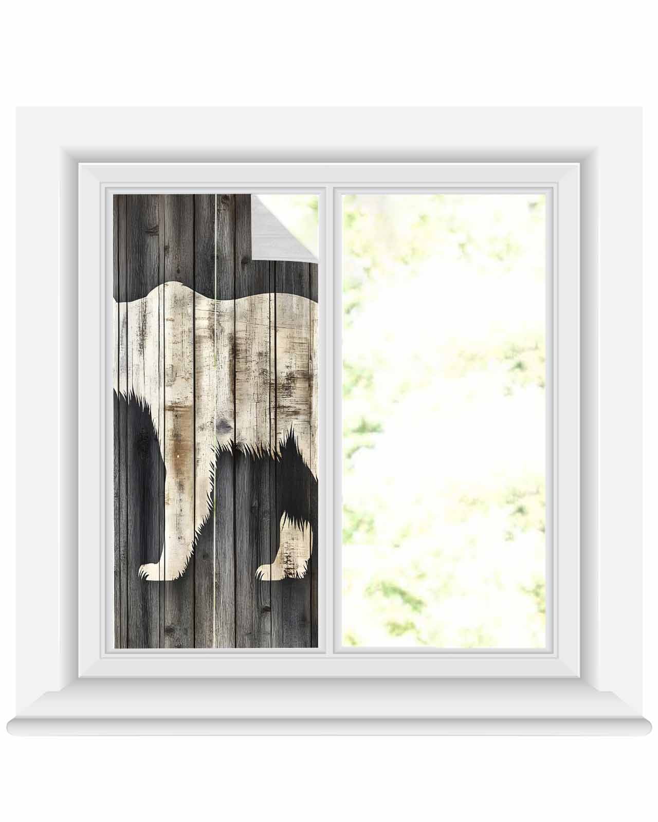 Window Privacy Film White Brown Bear Stained Glass Window Film ...