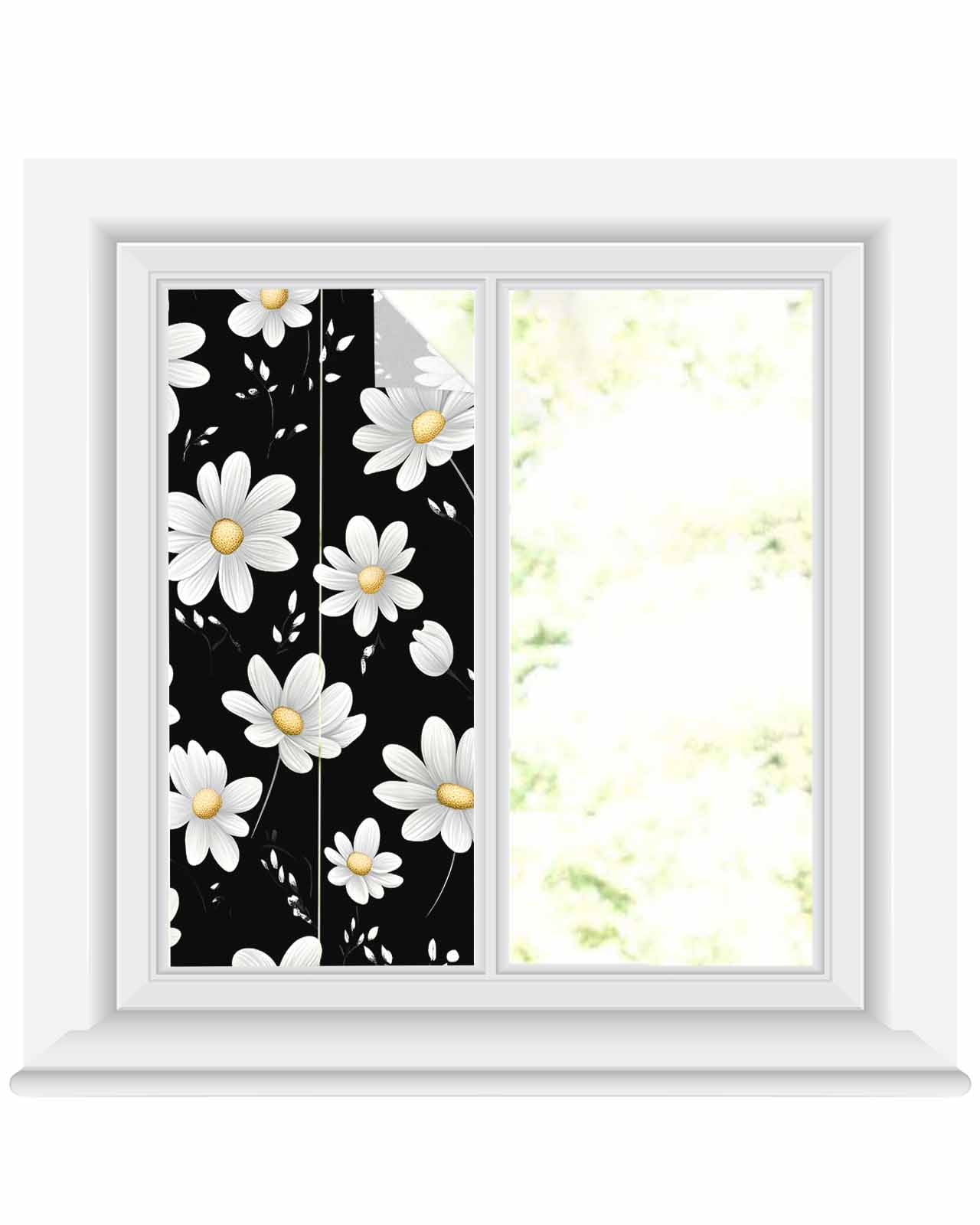Window Privacy Film White Daisy Floral Stained Glass Window Film ...