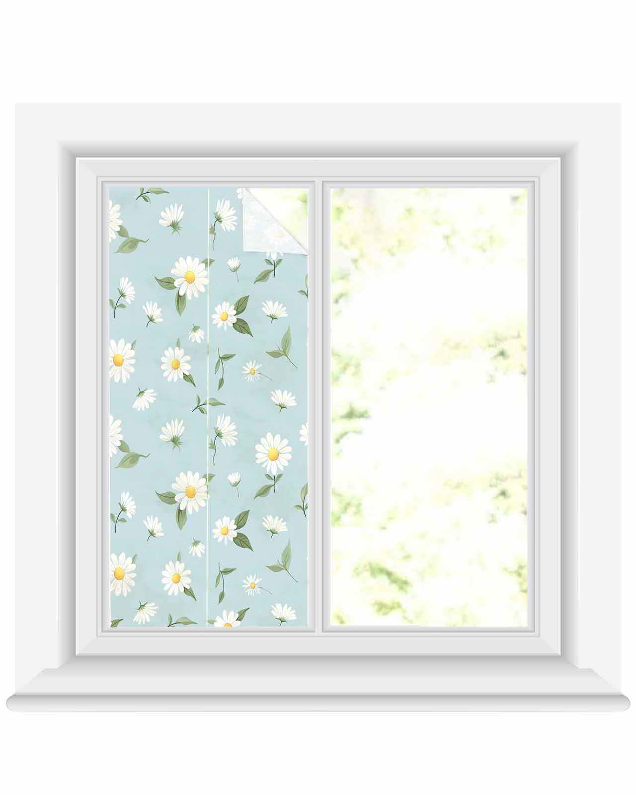 Window Privacy Film White Daisy Stained Glass Window Film Decorative ...