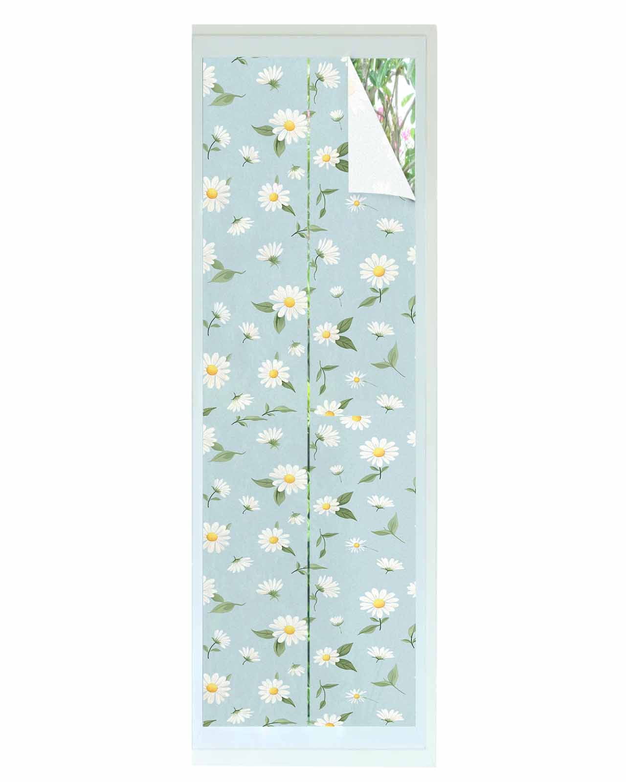 Window Privacy Film White Daisy Stained Glass Window Film Decorative ...