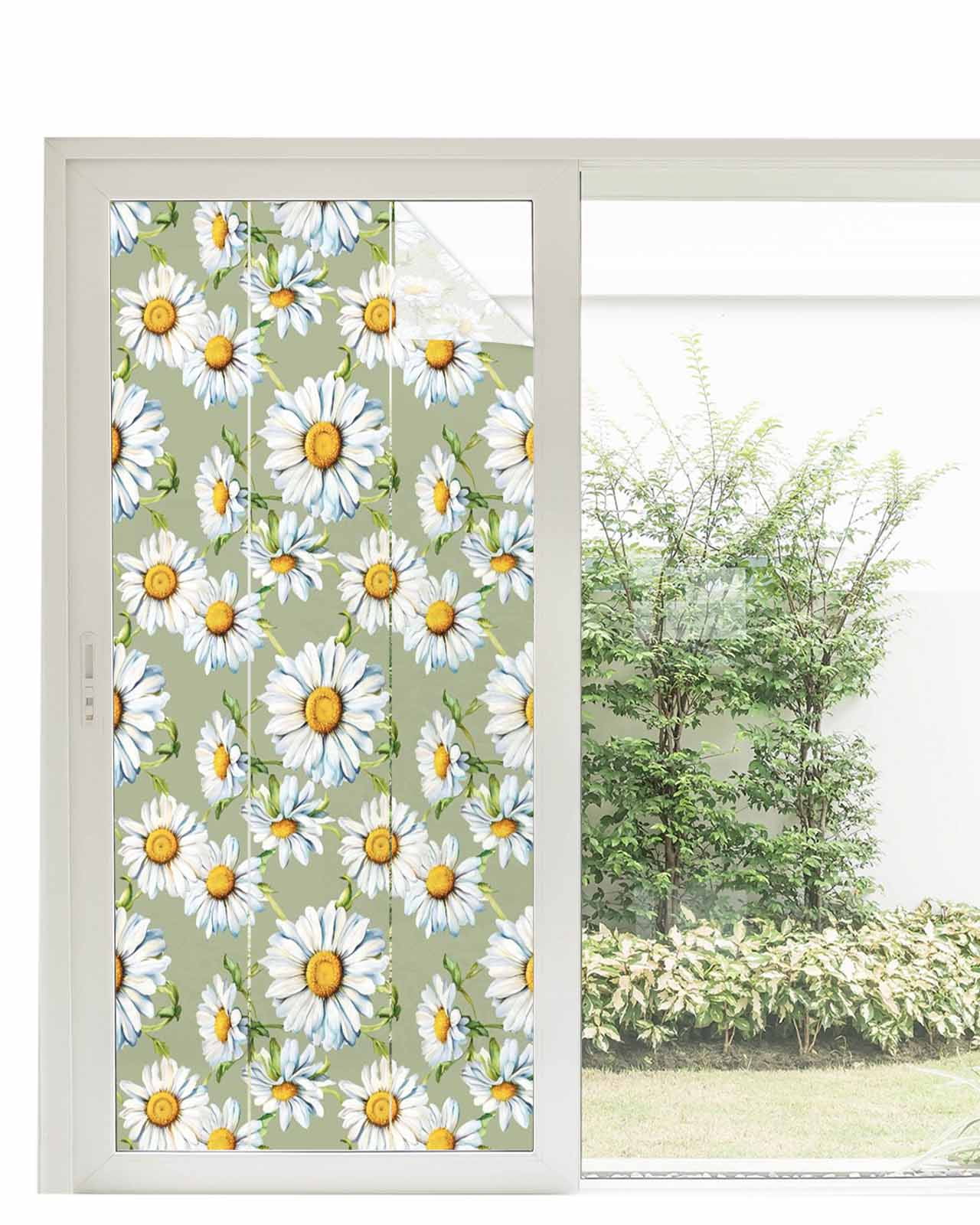 Window Privacy Film White Daisy Stained Glass Window Film Decorative ...