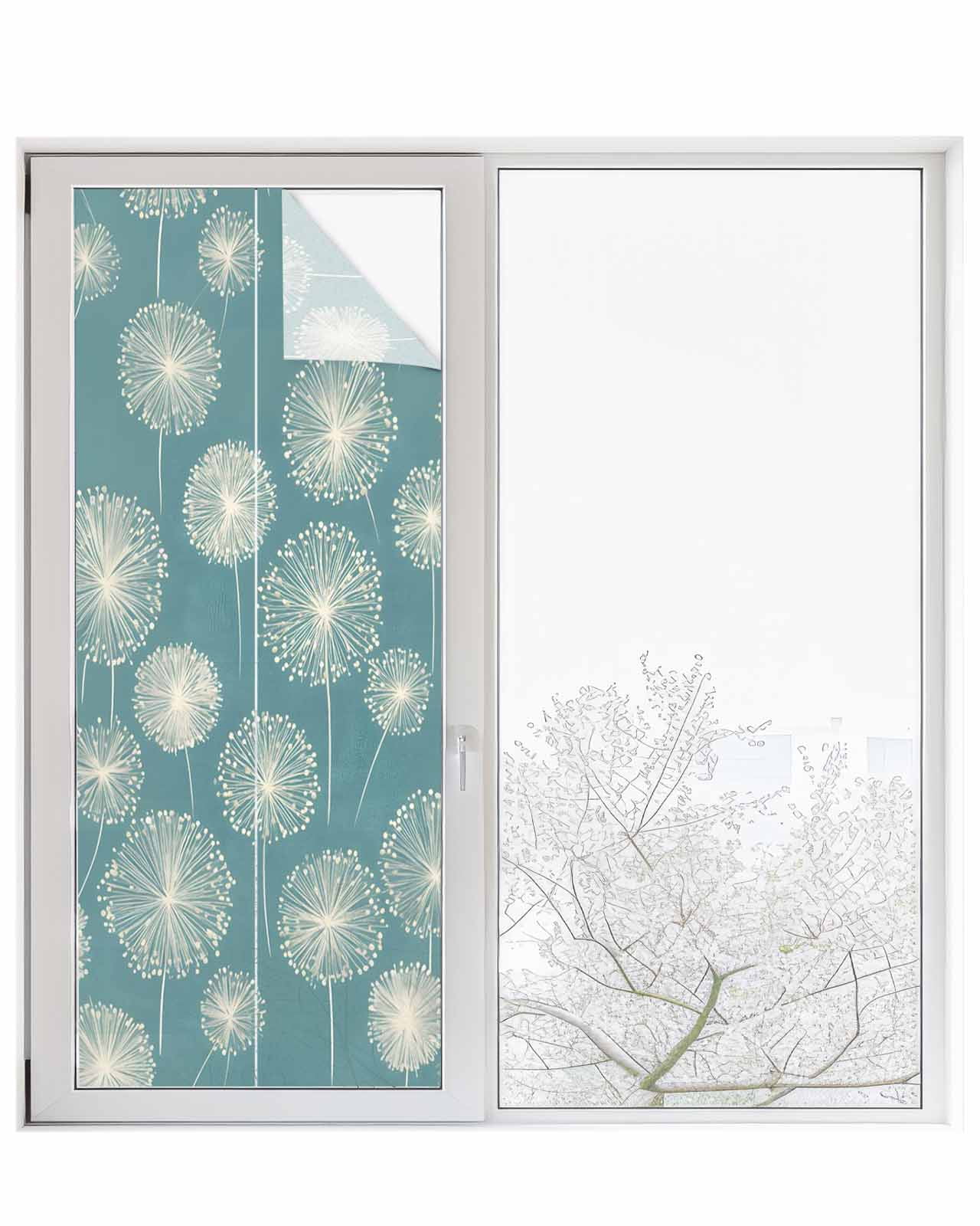 Window Privacy Film White Dandelion Stained Glass Window Film ...