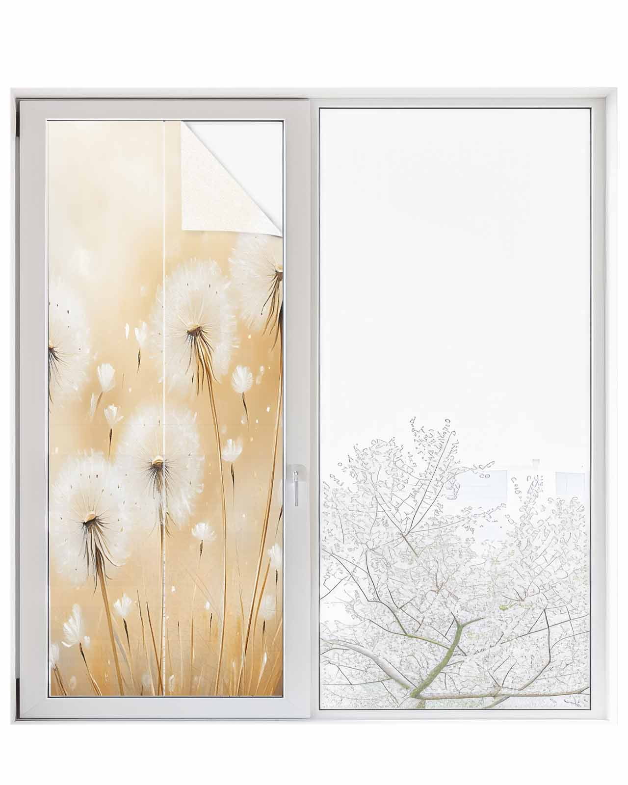 Window Privacy Film White Dandelion Stained Glass Window Film ...
