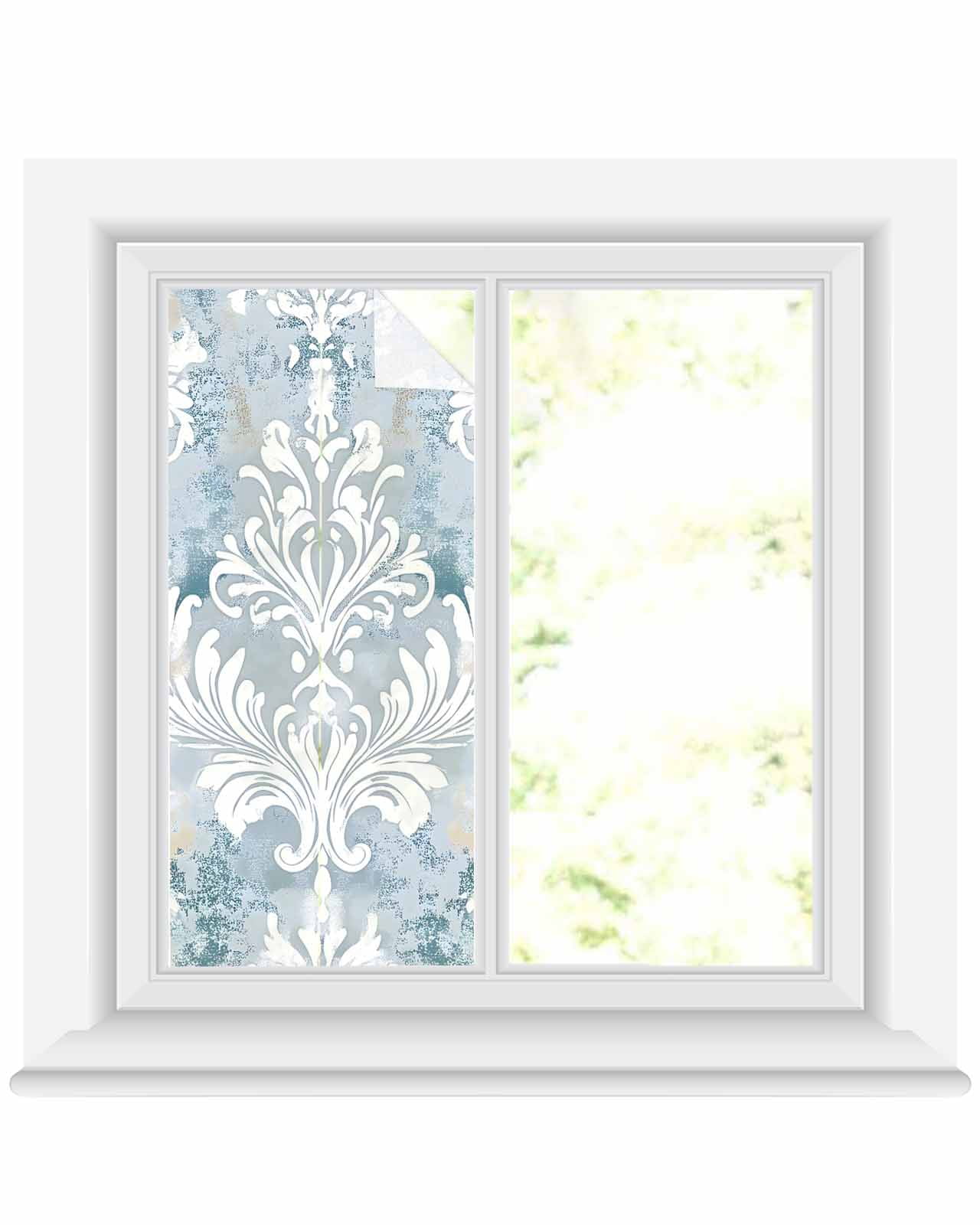 Window Privacy Film White Floral Smear Stained Glass Window Film ...