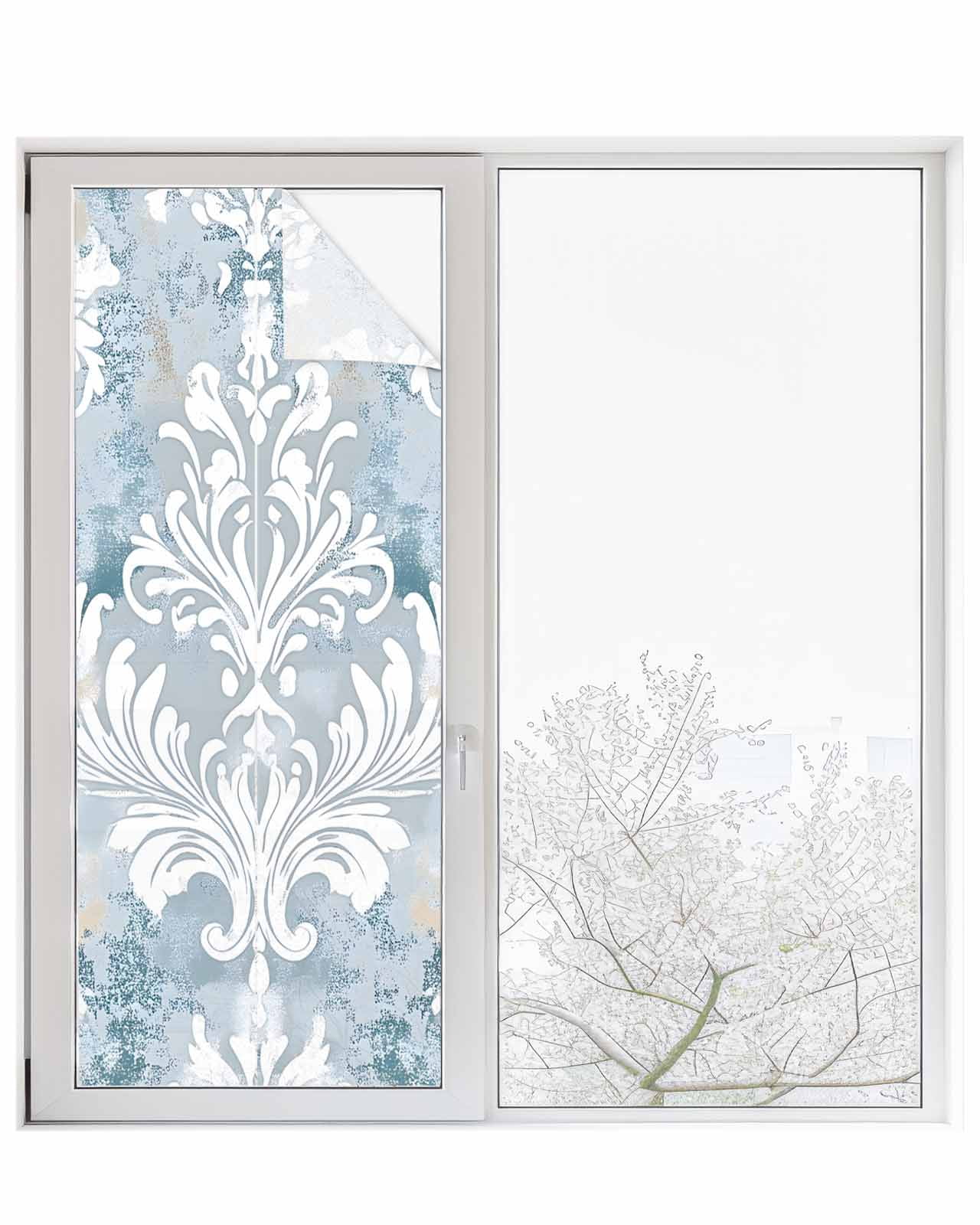 Window Privacy Film White Floral Smear Stained Glass Window Film ...
