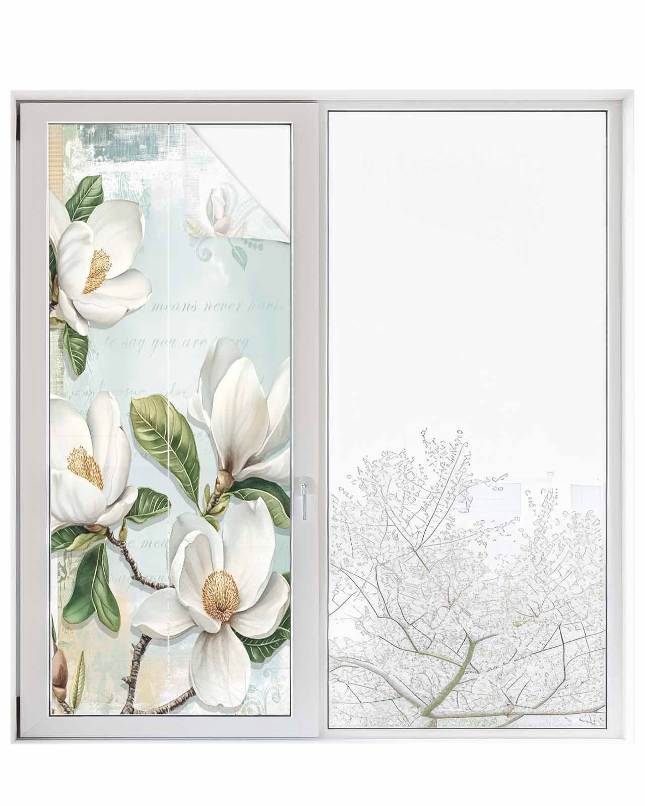 Window Privacy Film White Floral Stained Glass Window Film Decorative ...