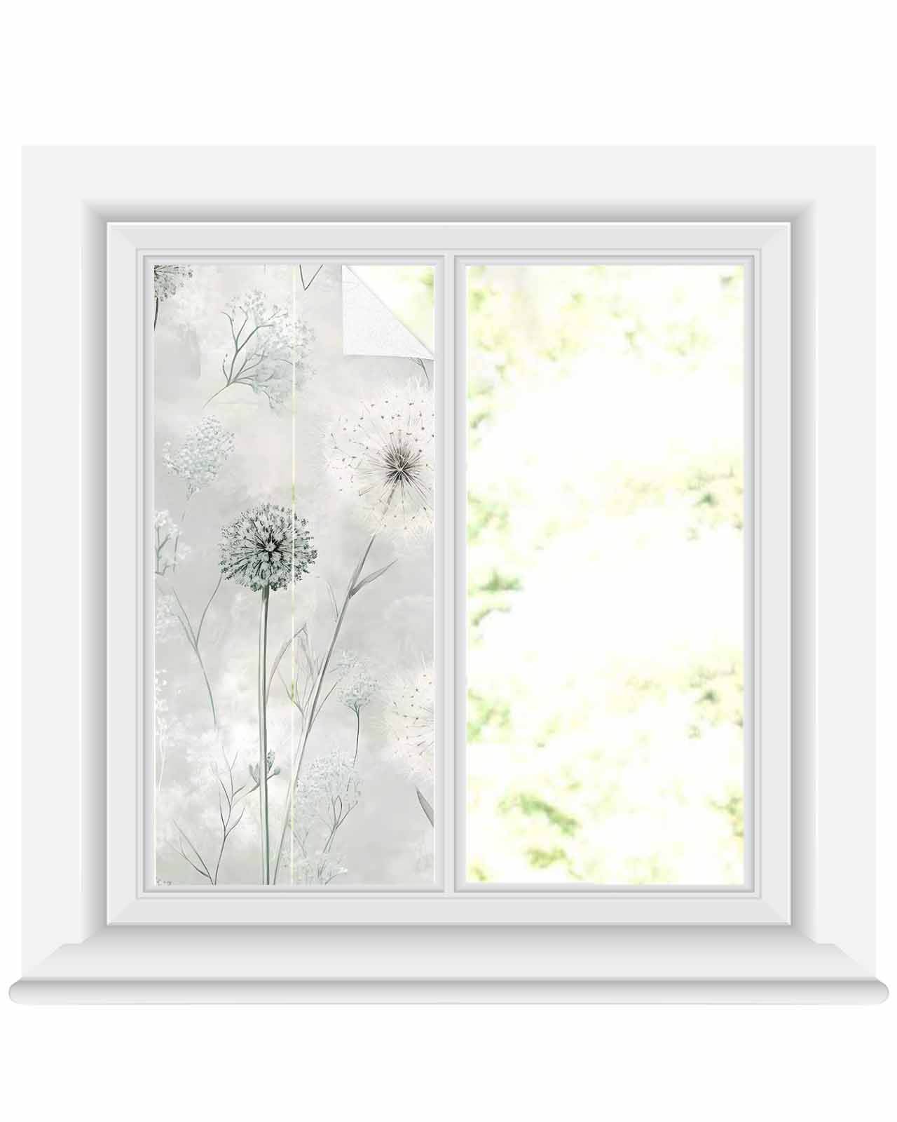 Window Privacy Film White Green Dandelion Stained Glass Window Film ...