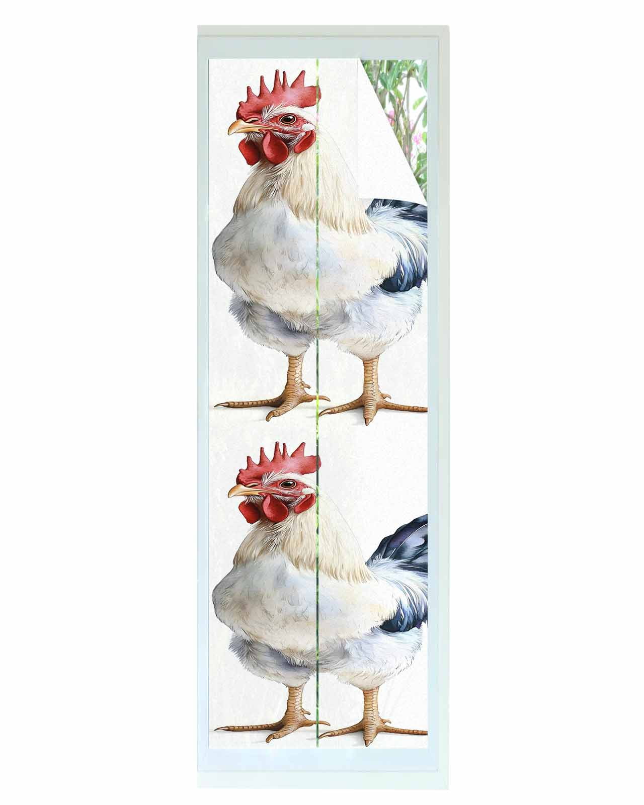 Window Privacy Film White Rooster Stained Glass Window Film Decorative ...
