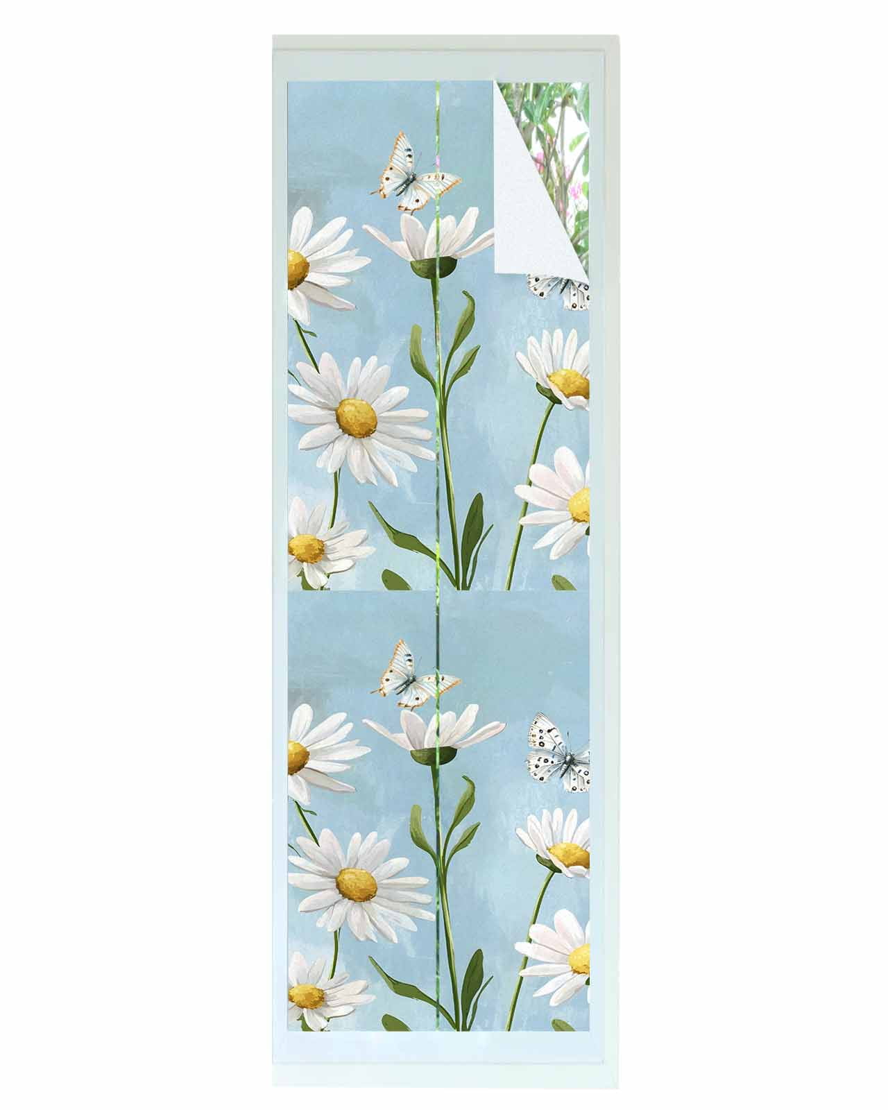 Window Privacy Film White Spring Floral Stained Glass Window Film ...