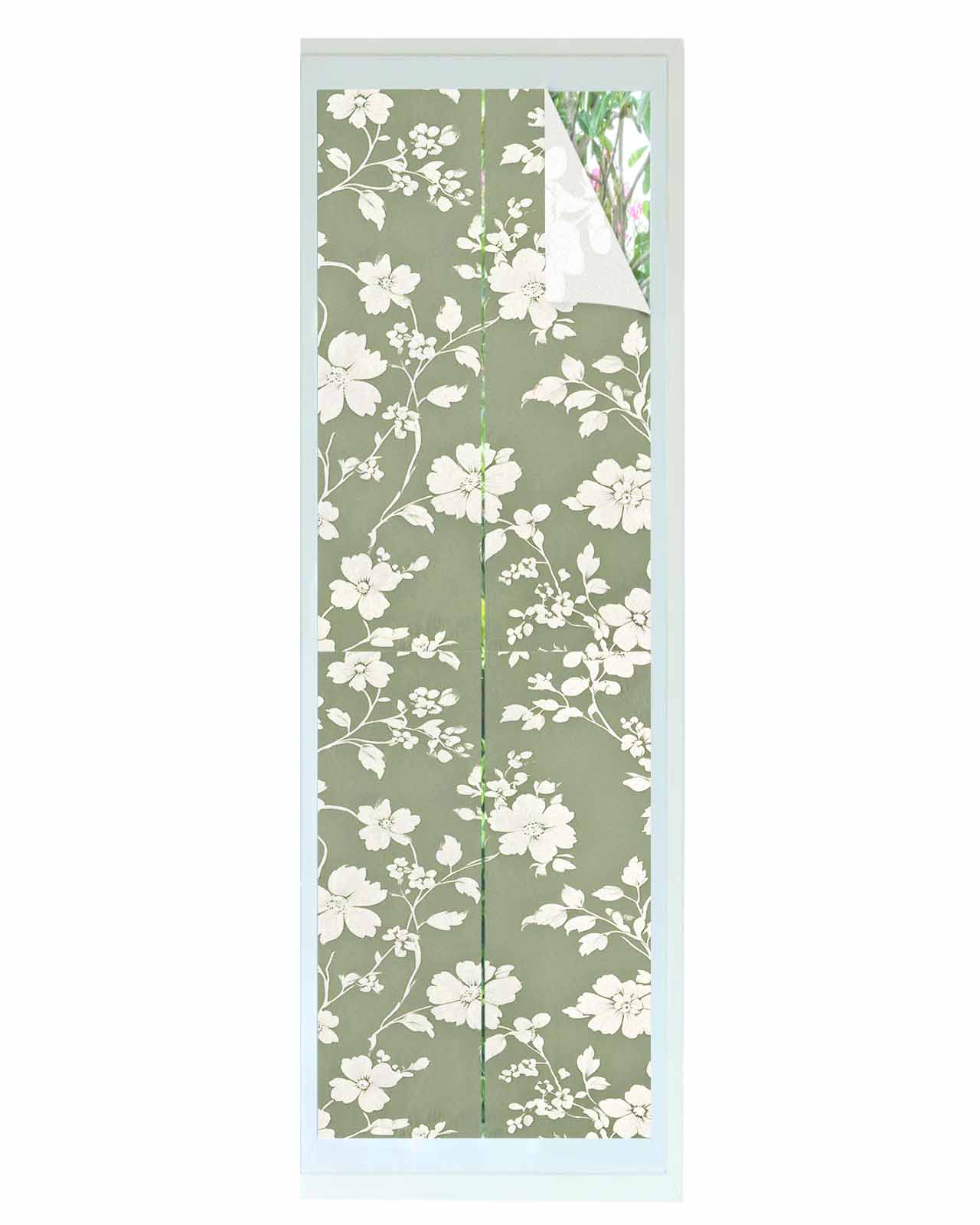 Window Privacy Film White Spring Floral Stained Glass Window Film ...
