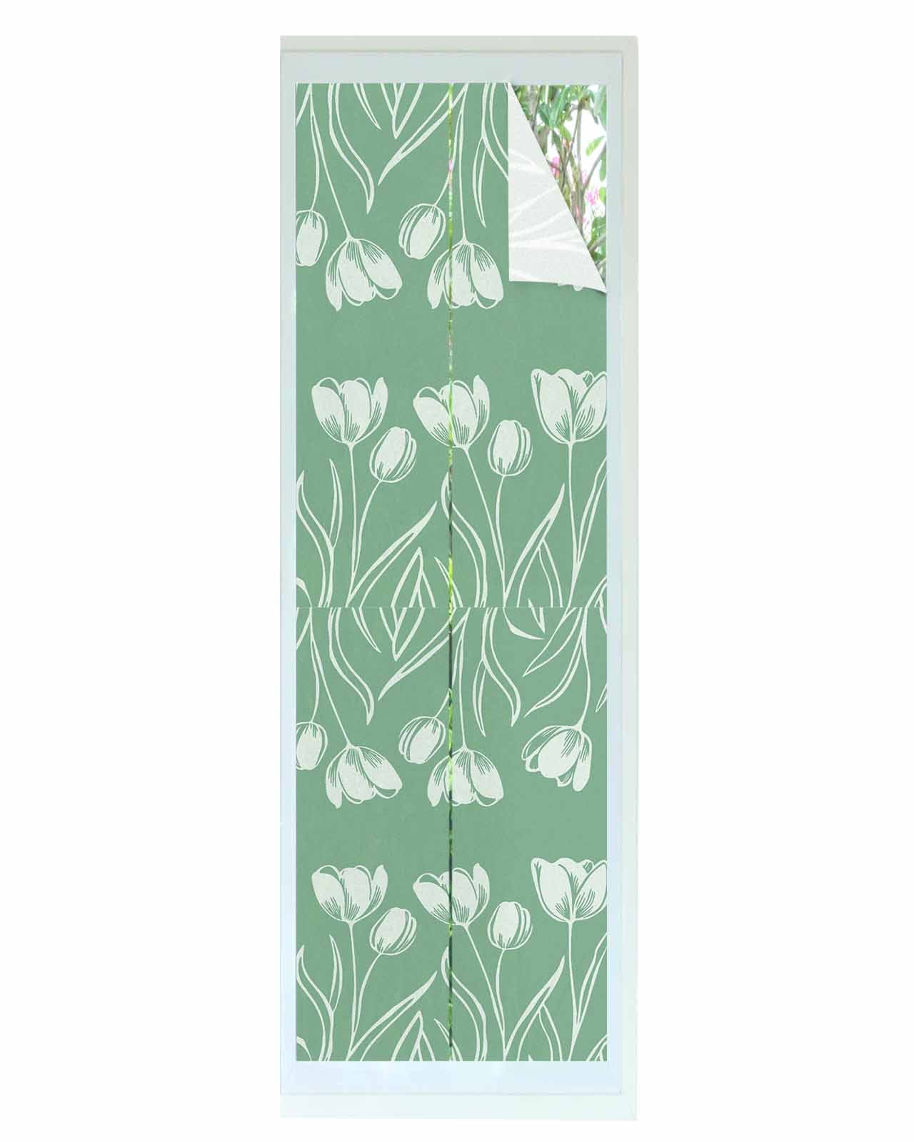 Window Privacy Film White Tulips Stained Glass Window Film Decorative ...