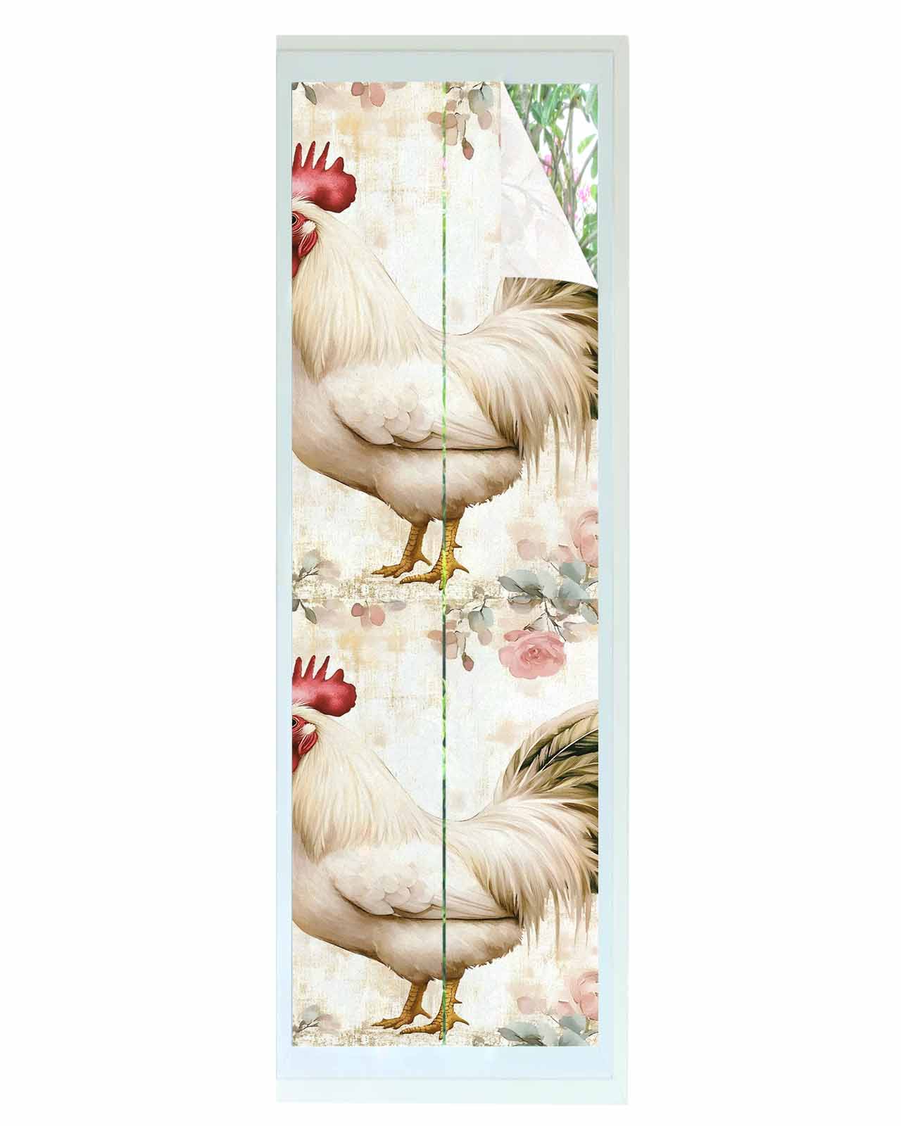 Window Privacy Film White Vintage Rooster Stained Glass Window Film ...