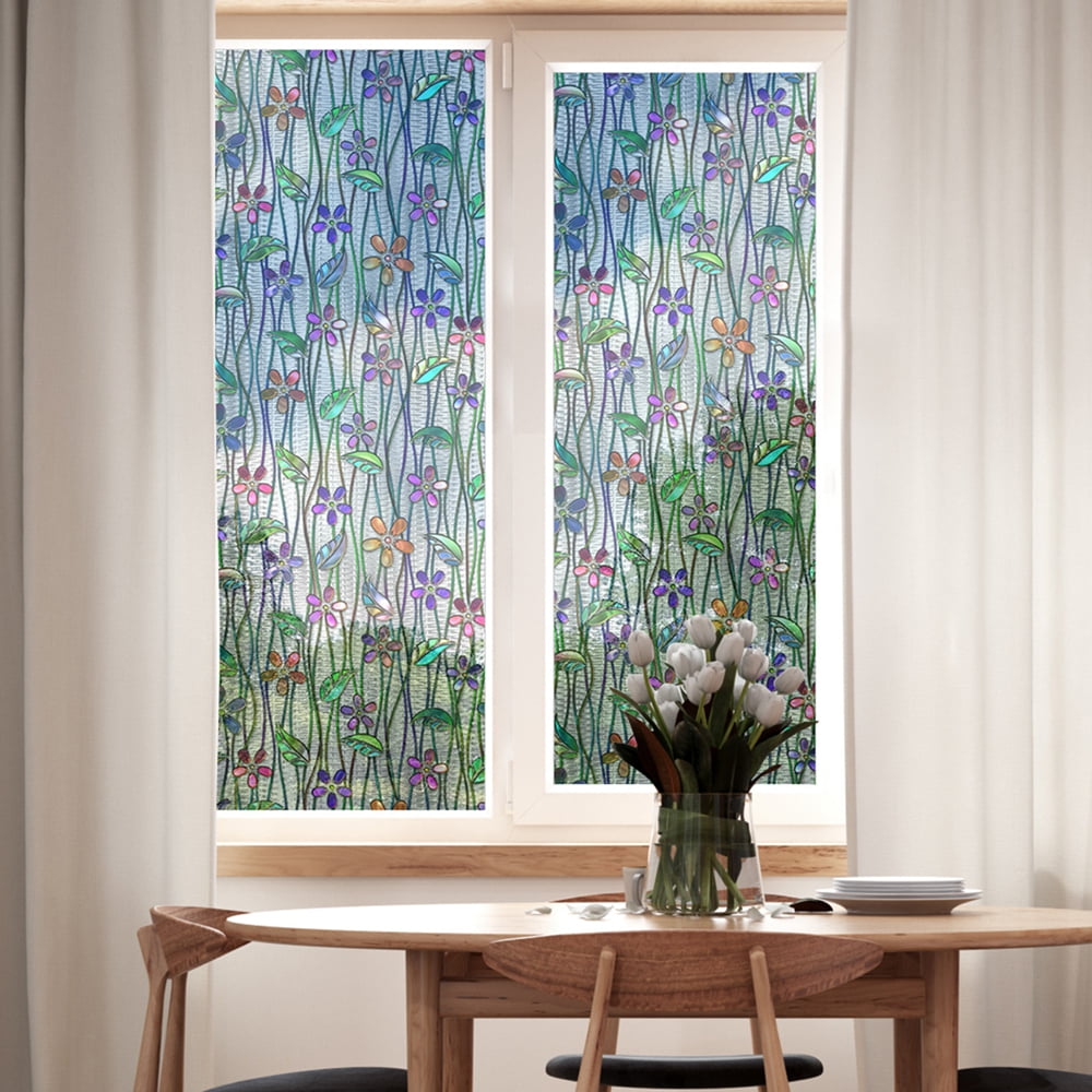 Window Privacy Film, Wildflower Retro Window Clings, 3D Decorative ...