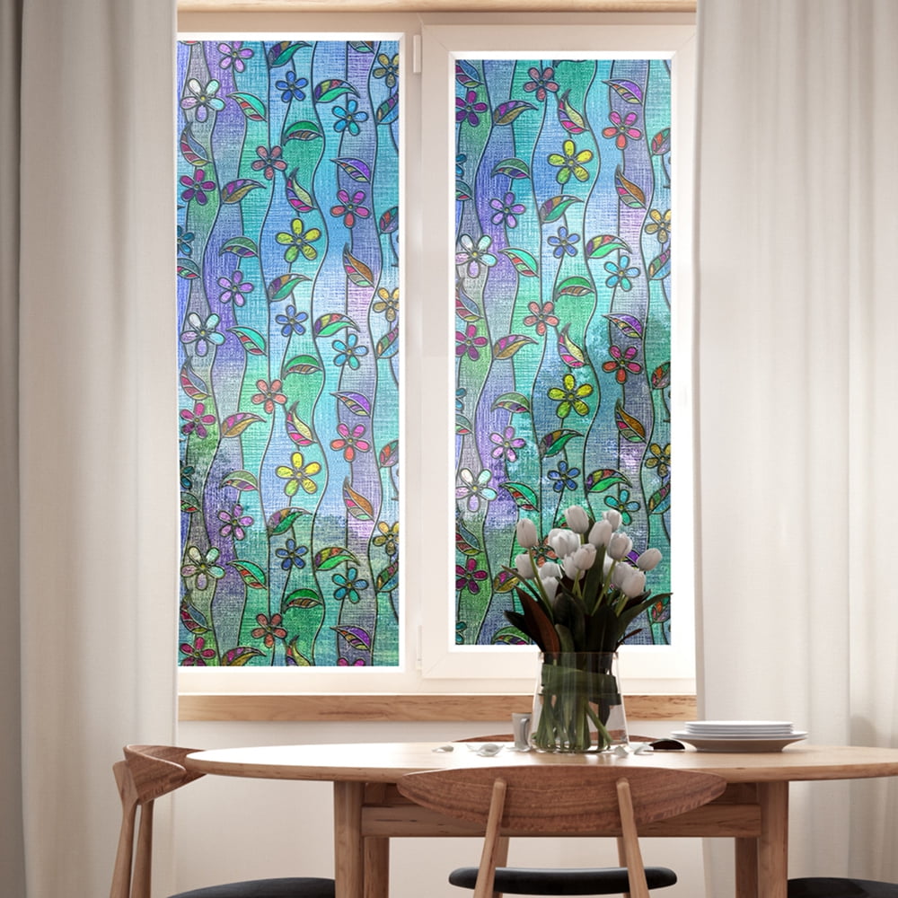 Window Privacy Film, Wildflower Retro Window Clings, 3D Decorative ...