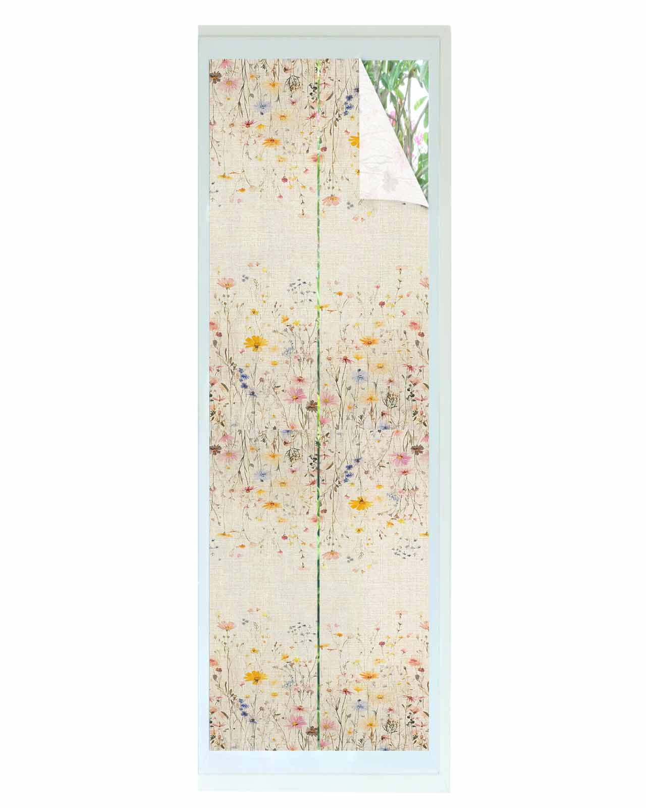 Window Privacy Film Wildflowers Blossom Stained Glass Window Film ...