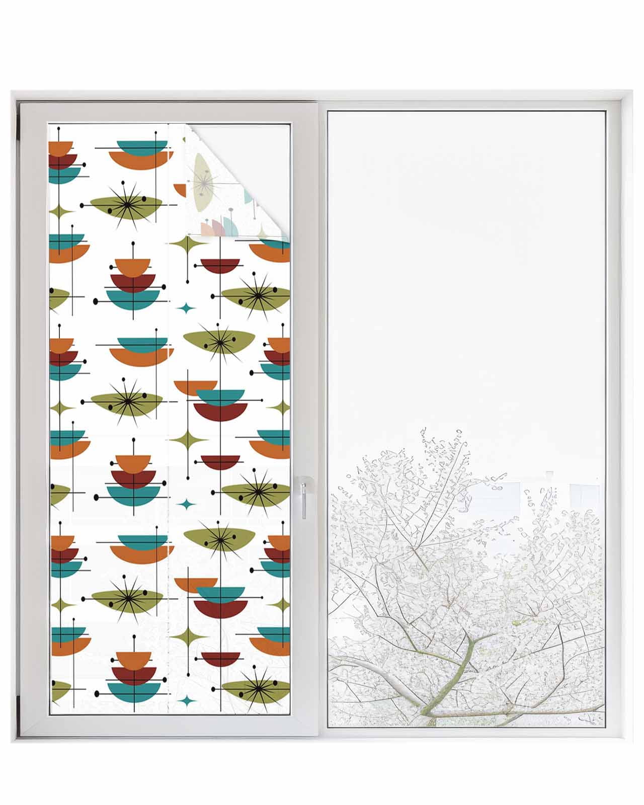 Window Privacy Film Wine Red Boho Stained Glass Window Film Decorative ...