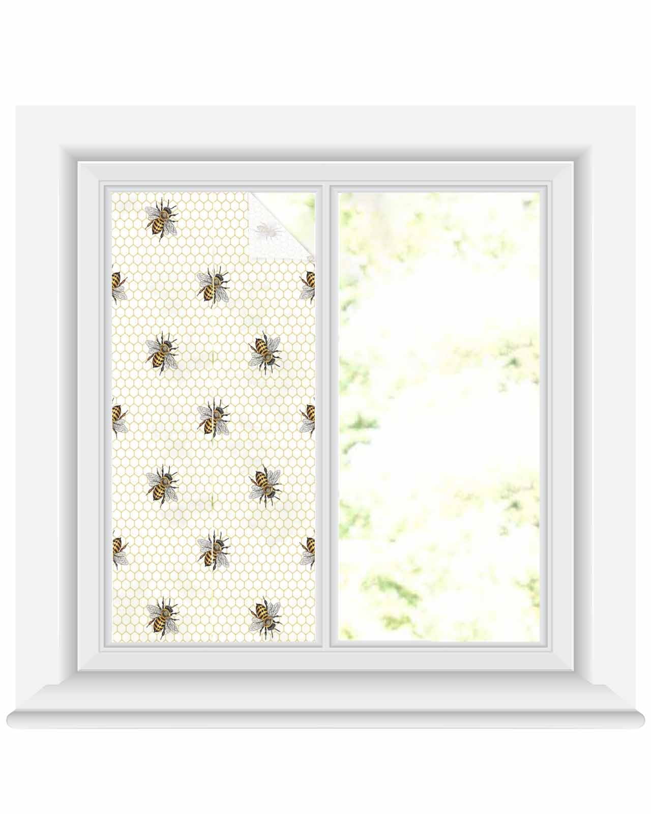 Window Privacy Film Yellow Bees Stained Glass Window Film Decorative ...