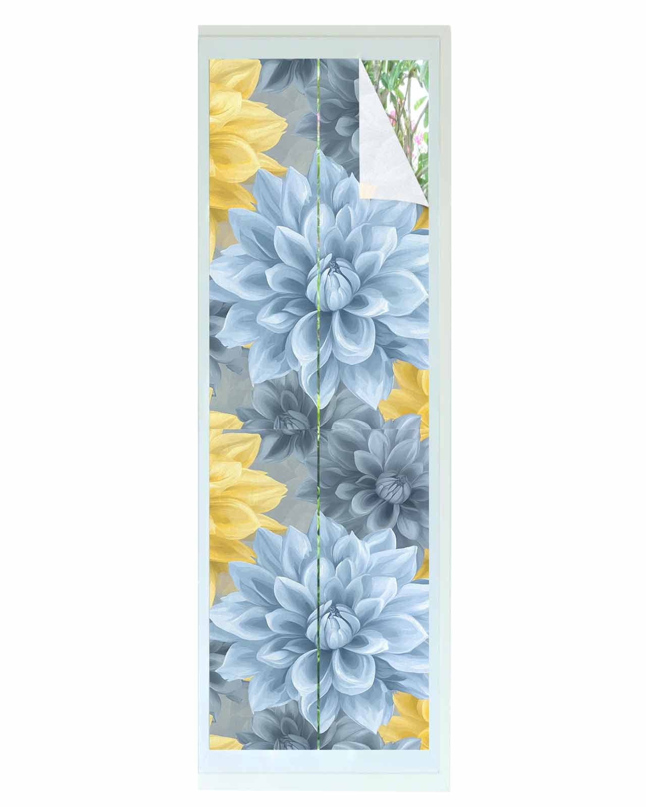 Window Privacy Film Yellow Blue Spring Floral Stained Glass Window Film ...