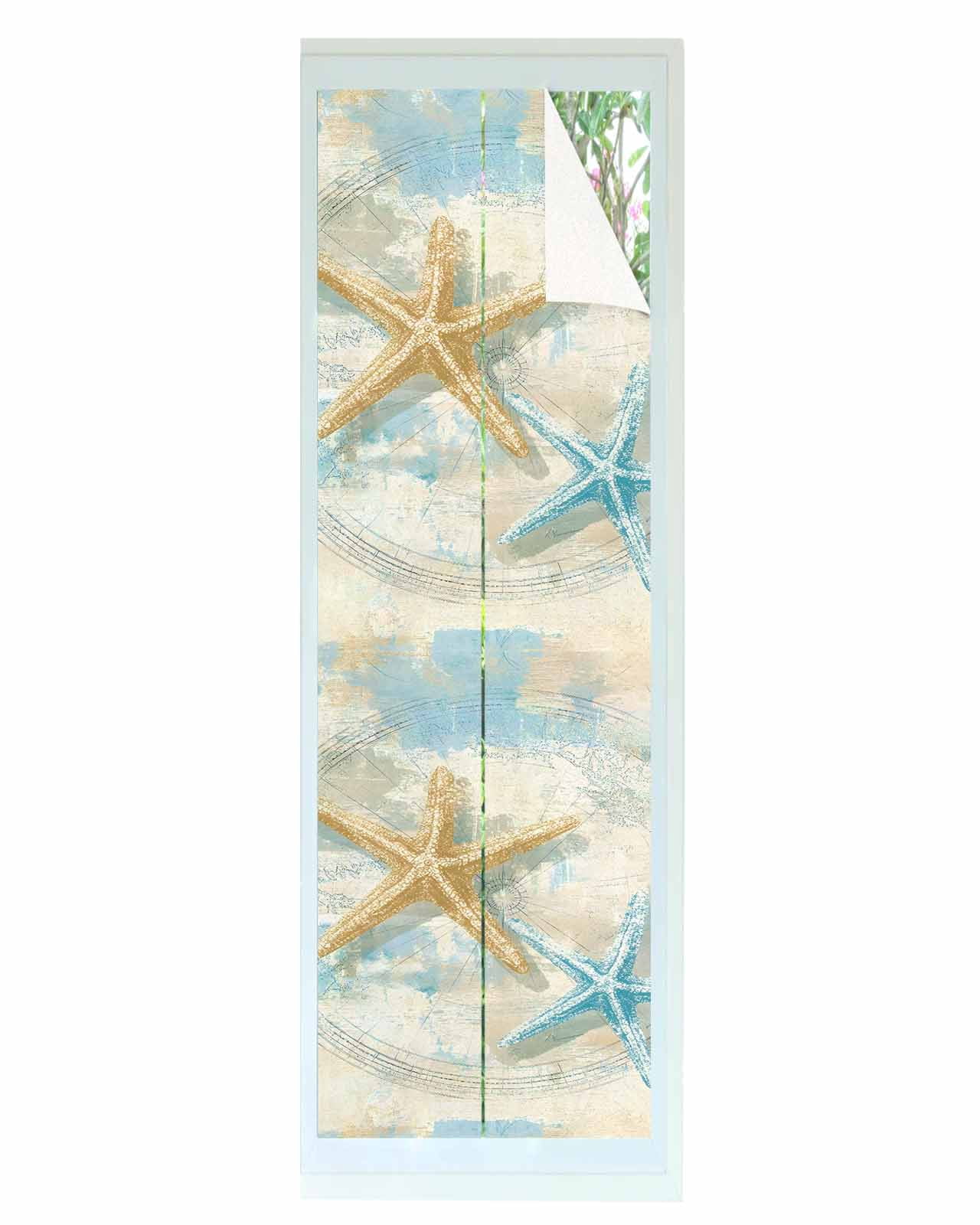 Window Privacy Film Yellow Blue Starfish Stained Glass Window Film ...