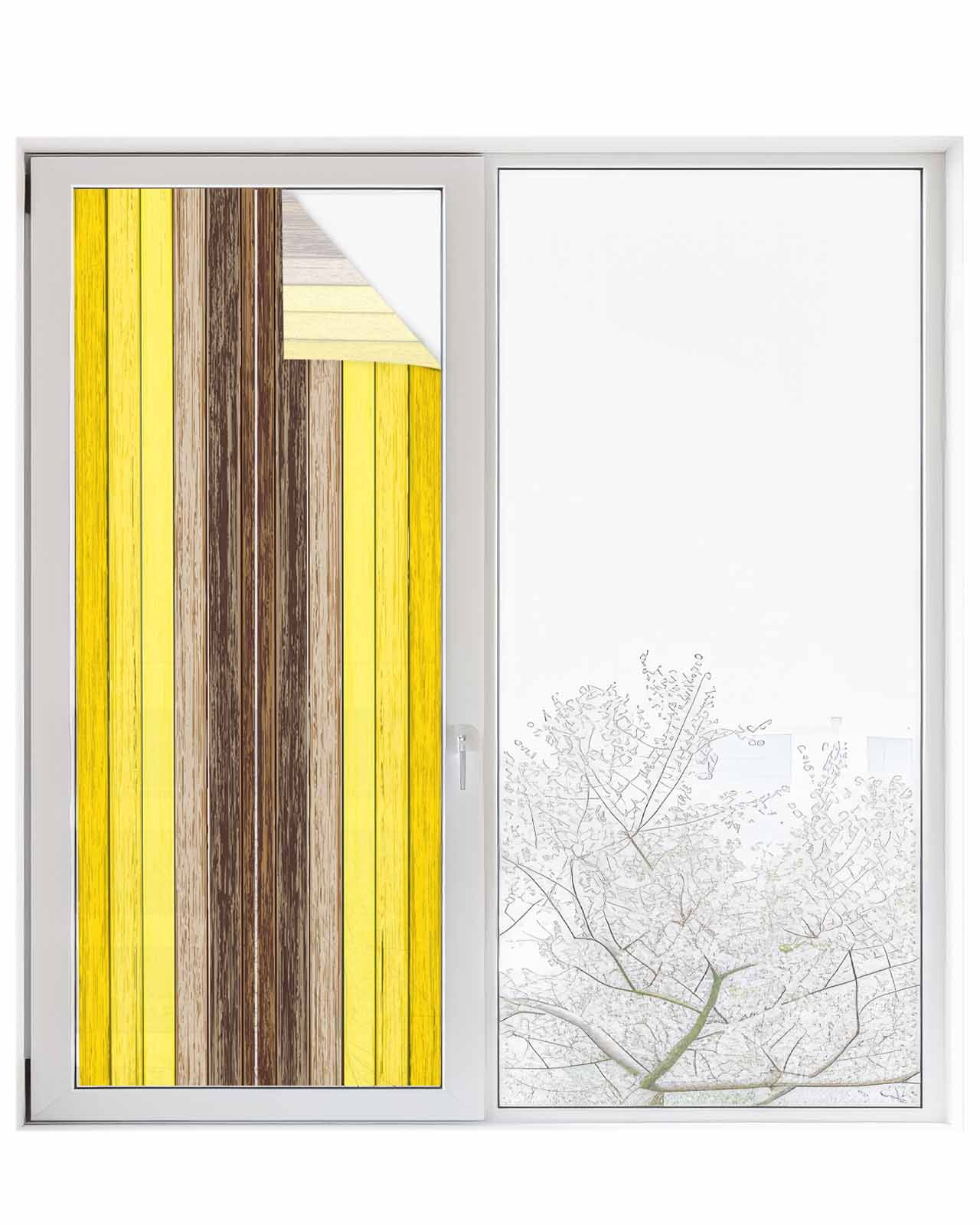 Window Privacy Film, Yellow Brown Stripes UV Sun Blocking Window Tint ...