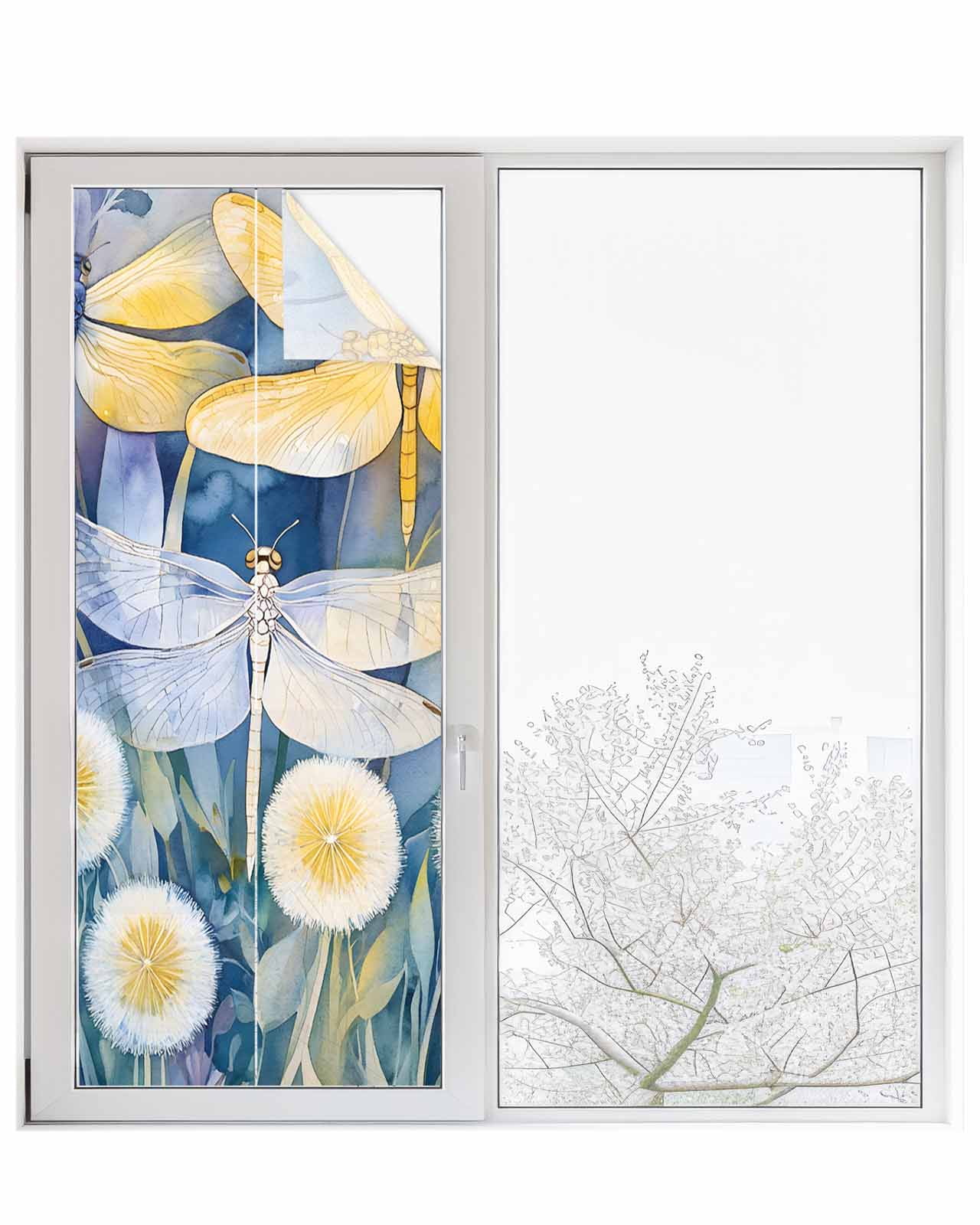 Window Privacy Film Yellow Dragonfly Stained Glass Window Film ...