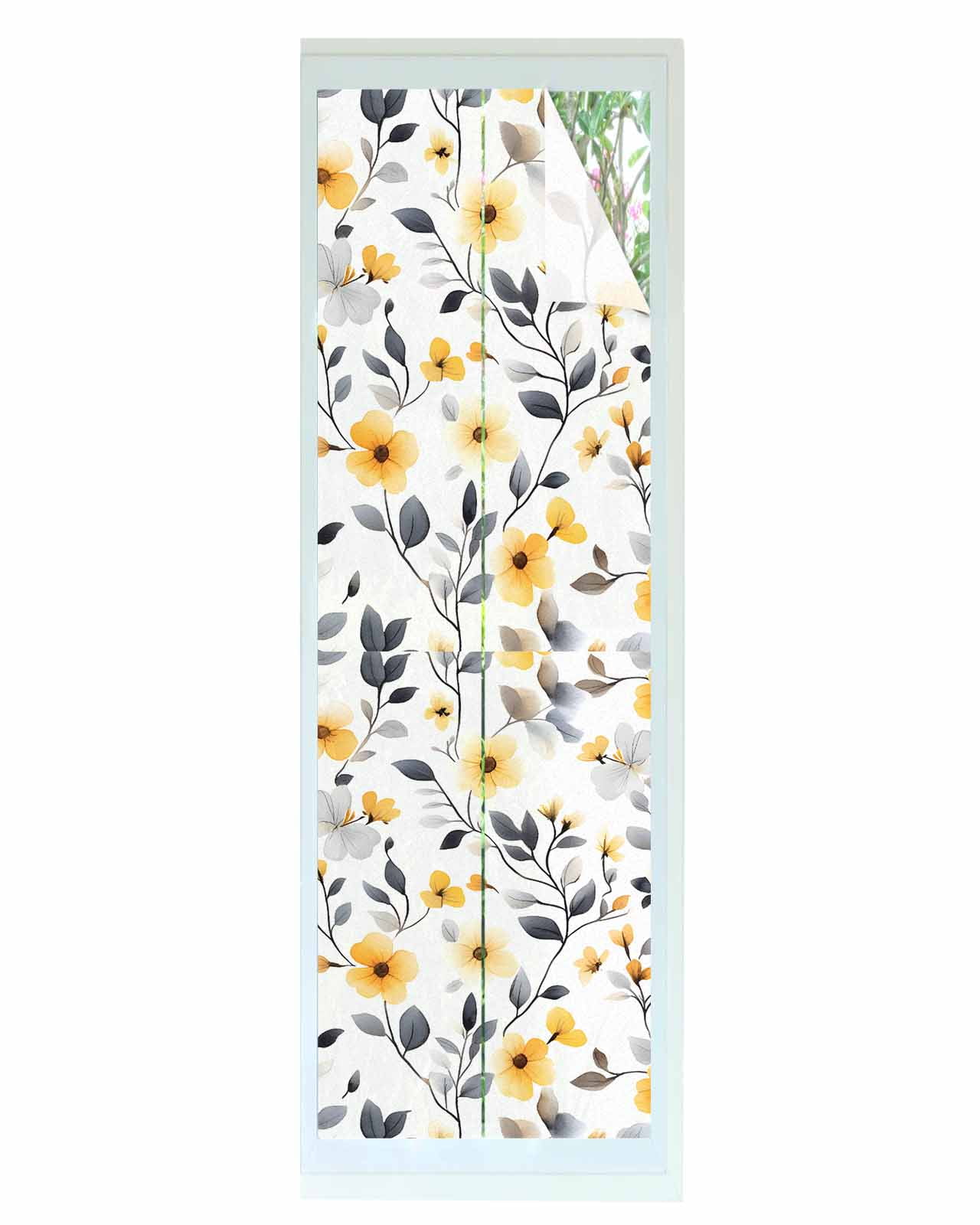 Window Privacy Film Yellow Floral Spring Stained Glass Window Film ...